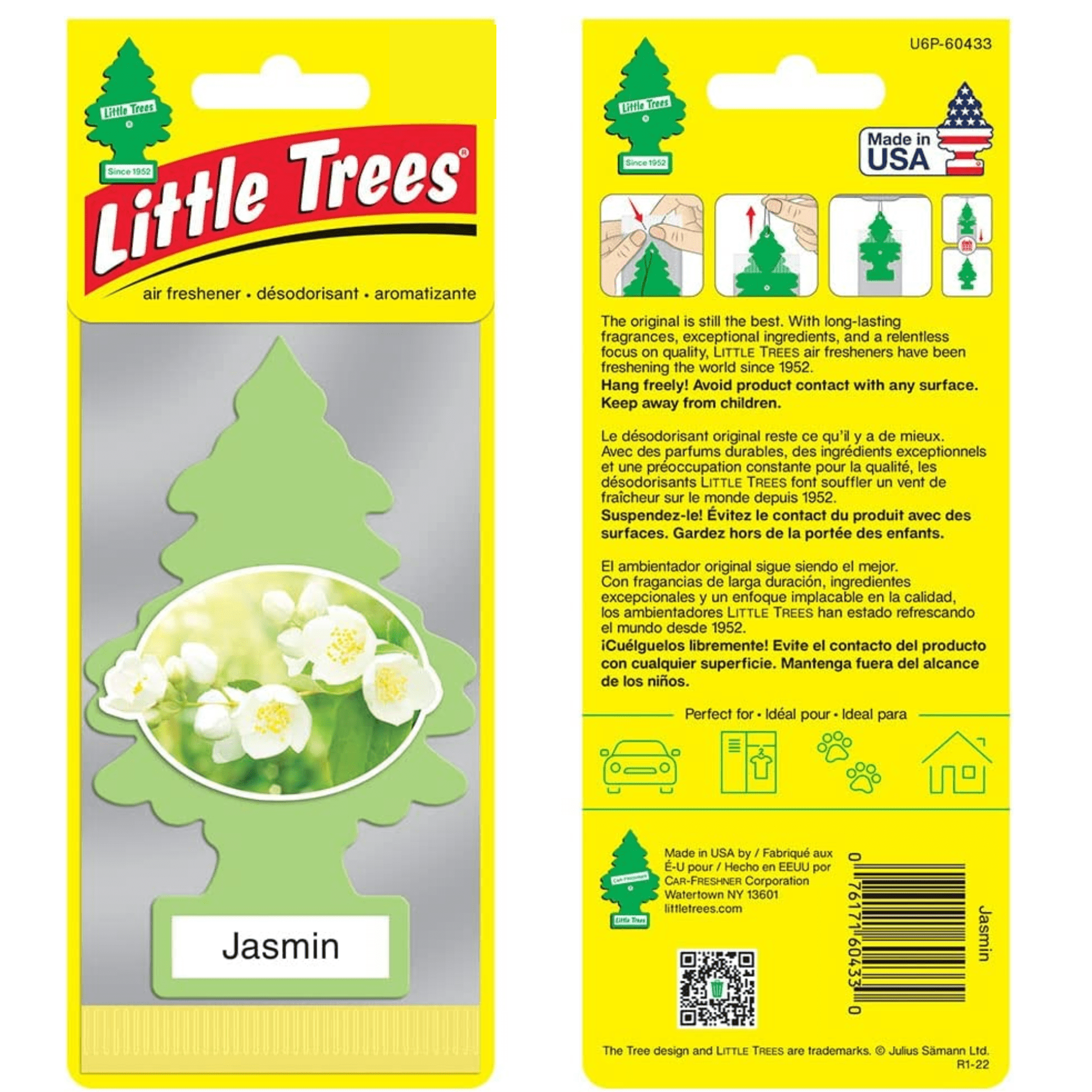LITTLE TREES Car Air Freshener Hanging Tree Provides Long Lasting Scent ...