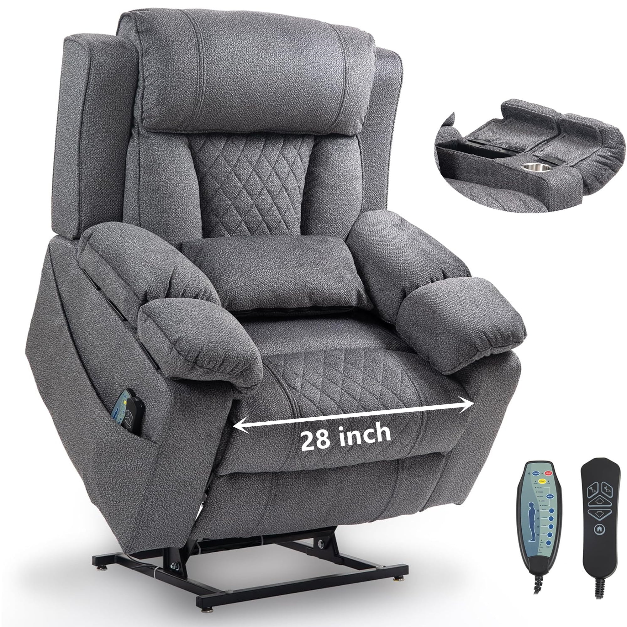 LITVZ 28 inch Extra Wide Lift Recliner Chair for Elderly, Dual Motor ...
