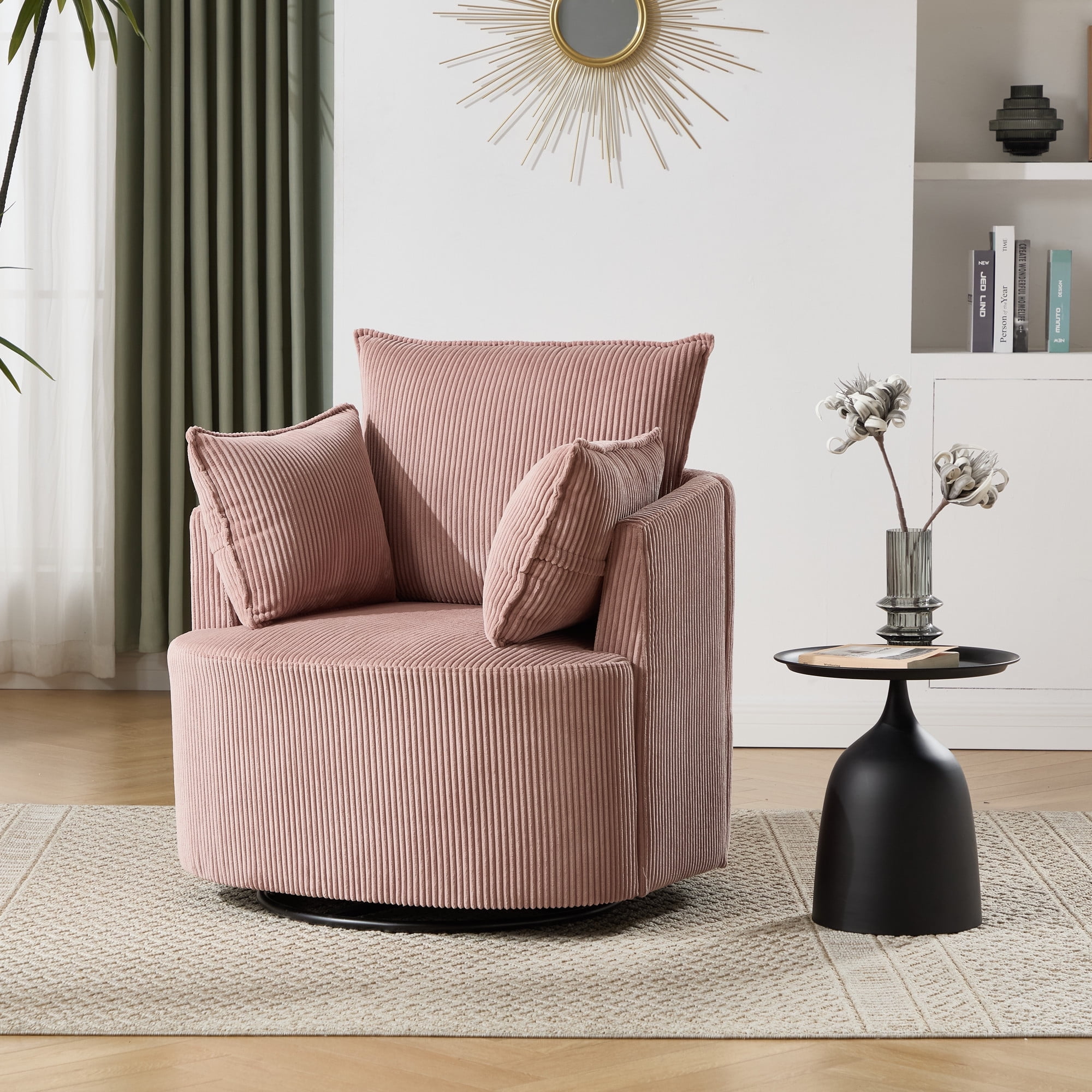 LITVZ 360 Degree Round Swivel Chair, Oversized Swivel Glider Accent ...