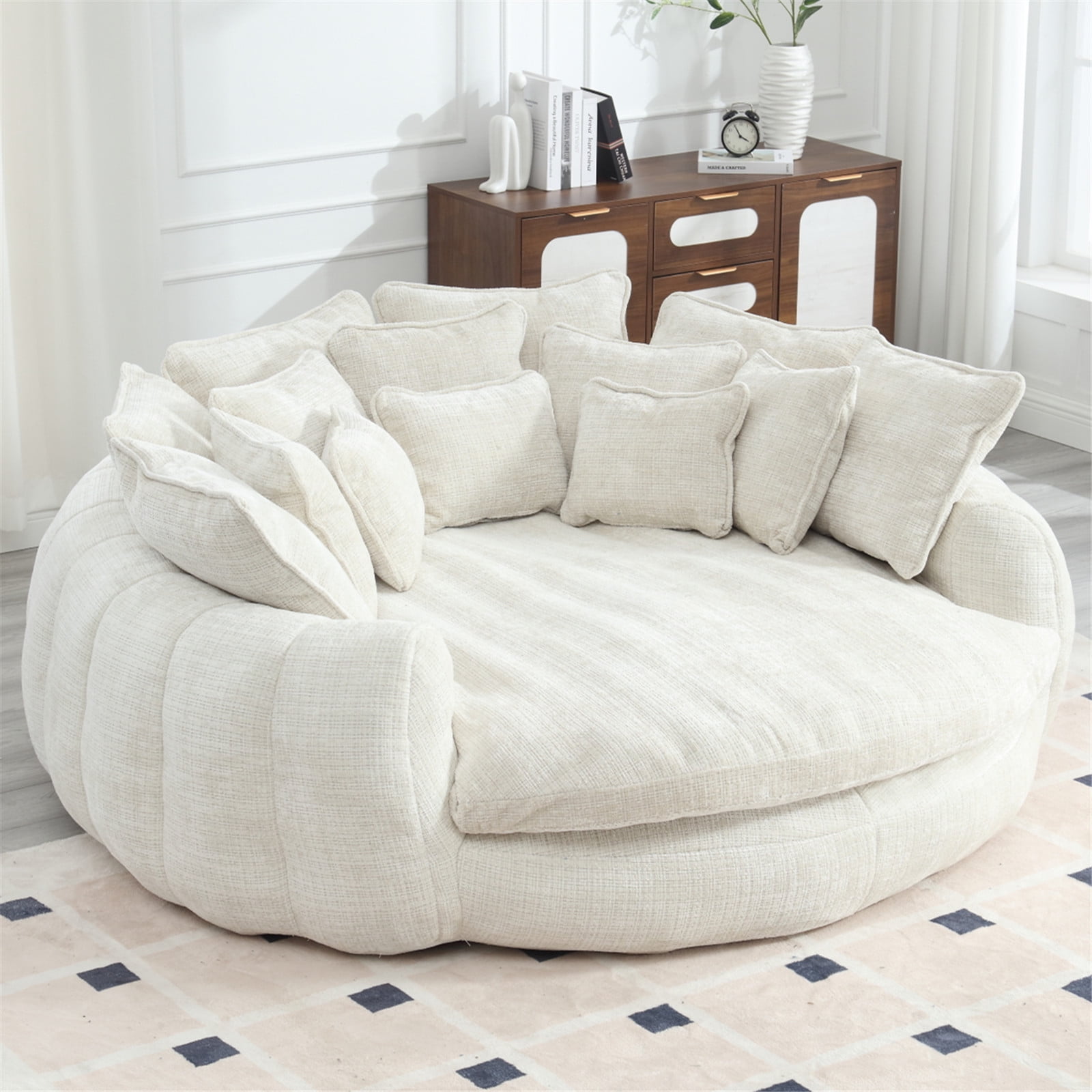 litvz 81.1in extra wide round boneless sofa oversized round chaise ...