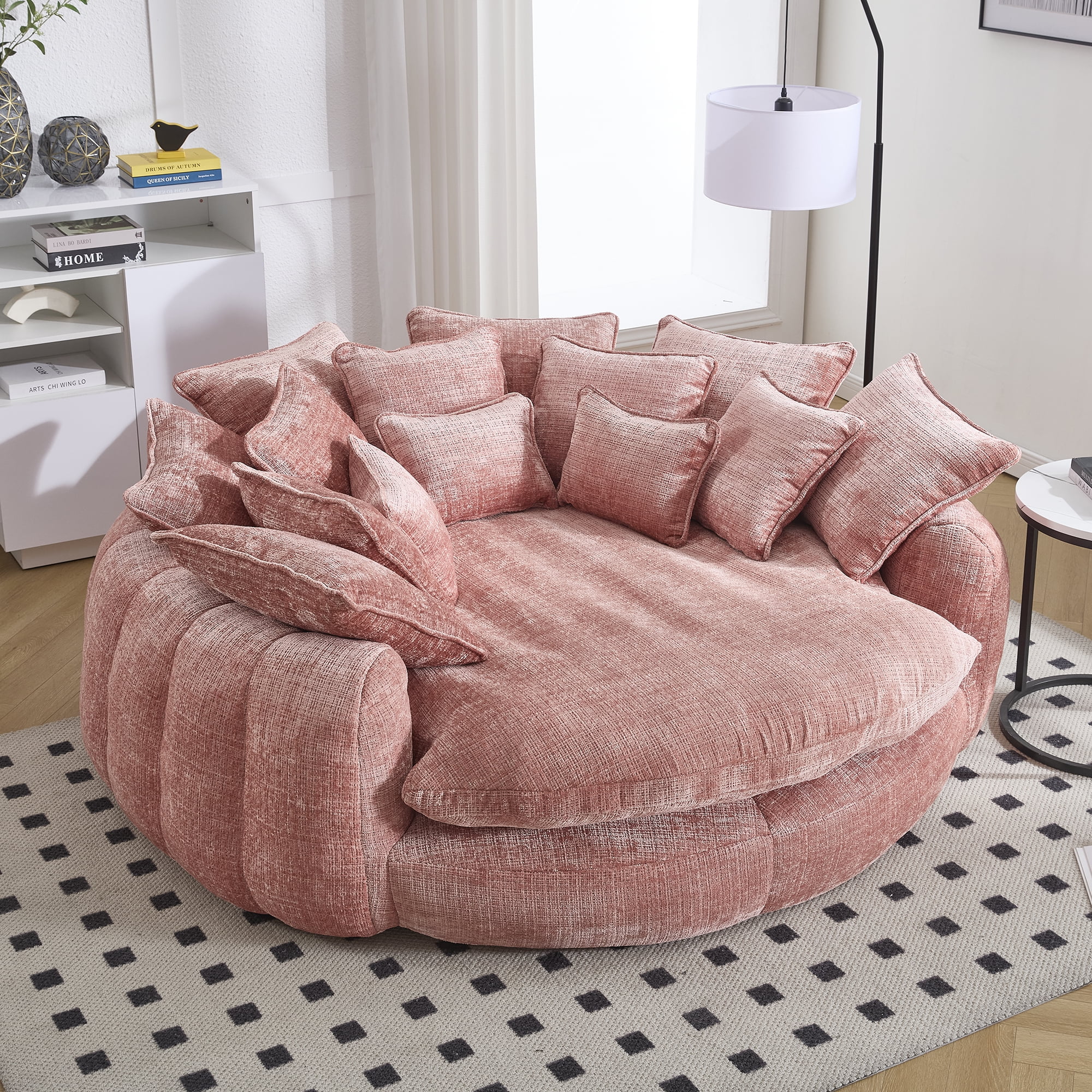 litvz 81.1in extra wide round boneless sofa oversized round chaise ...