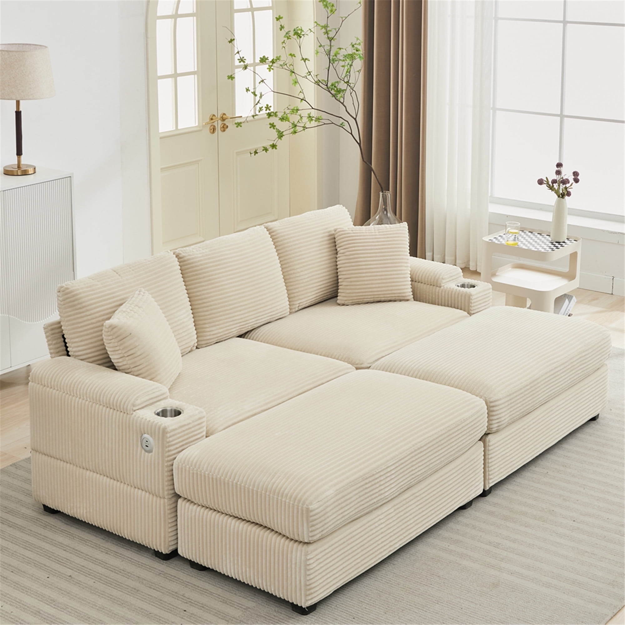 LITVZ Stupendous Oversized Double Chaise Lounges Indoor, Comfy Corduroy ...
