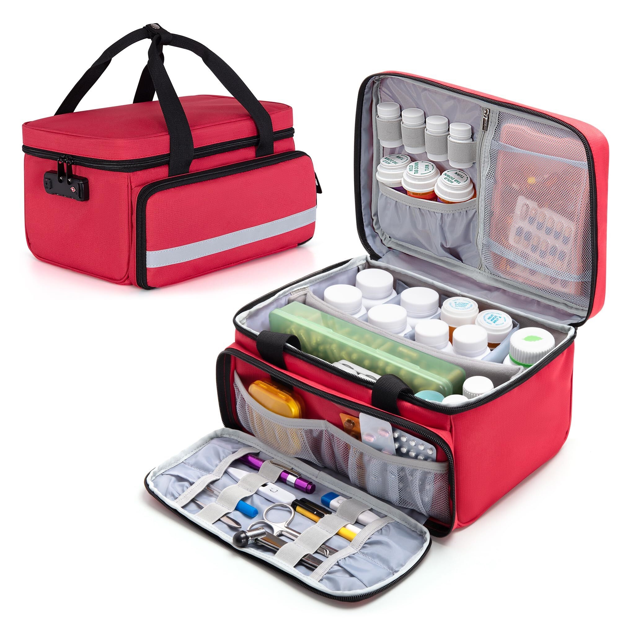LIU Pill Bottle Organizer, Medicine Bag with Lock for Prescription ...