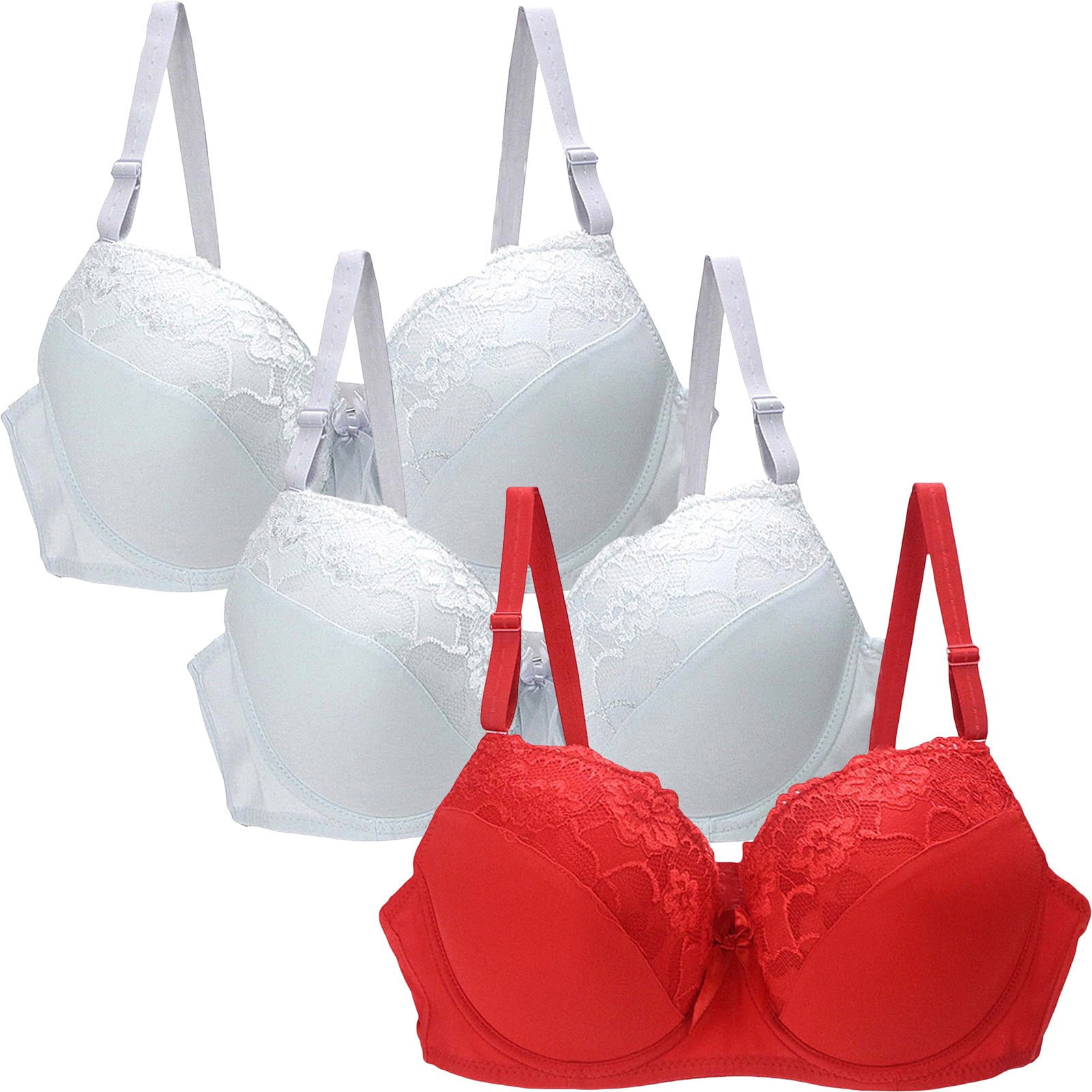 LIUCZHIOP 3 Pack Plus Size Women'S Bras Lace Lingerie Armpit Fat Full ...