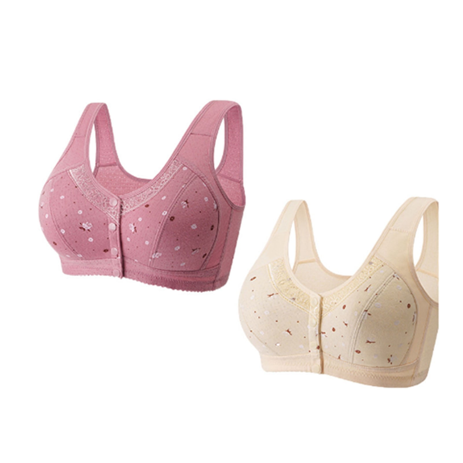LIUDANIP Underwire Bras for Women 2 Pack Front-Snap Closure Plus Size ...