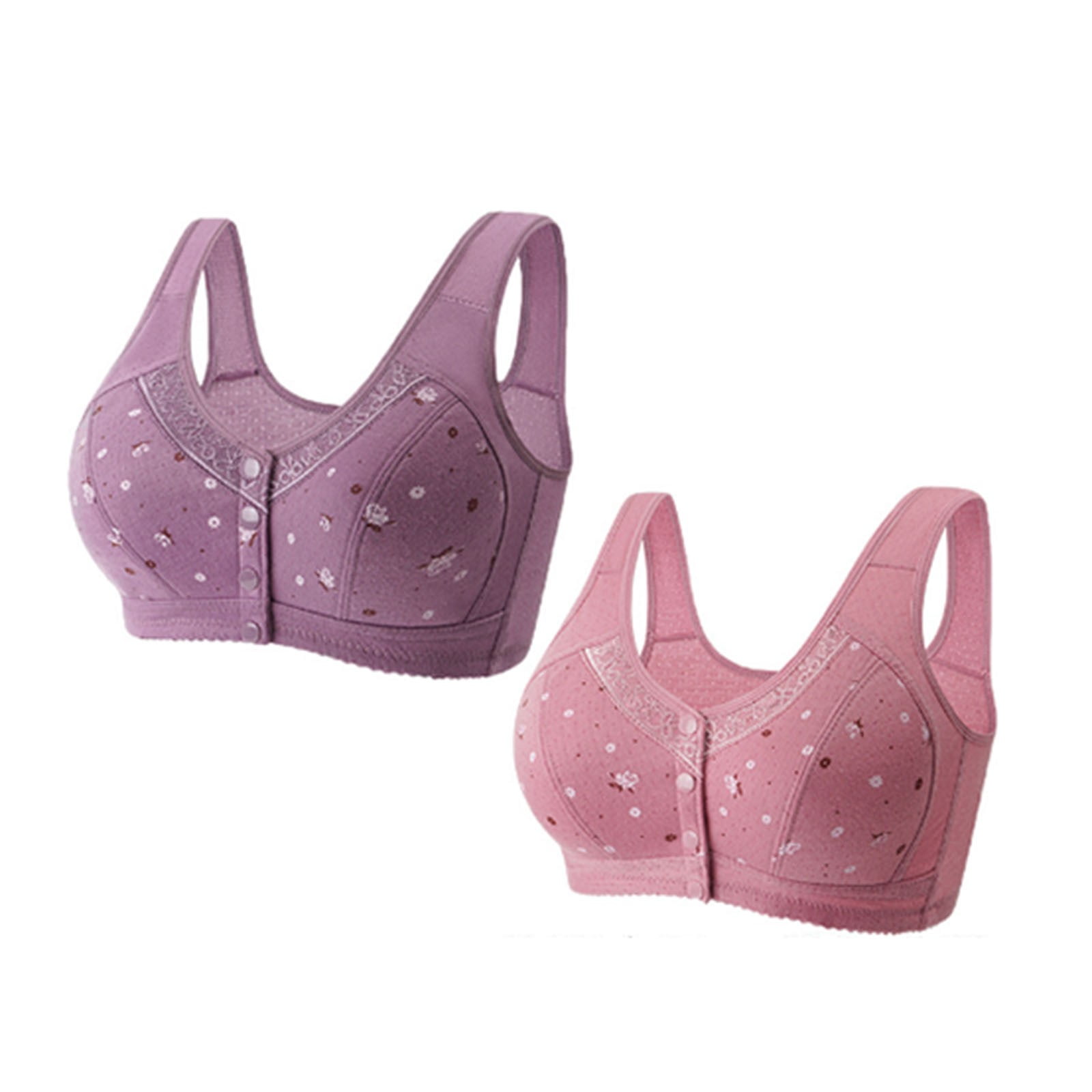 LIUDANIP Underwire Bras for Women 2 Pack Front-Snap Closure Plus Size ...