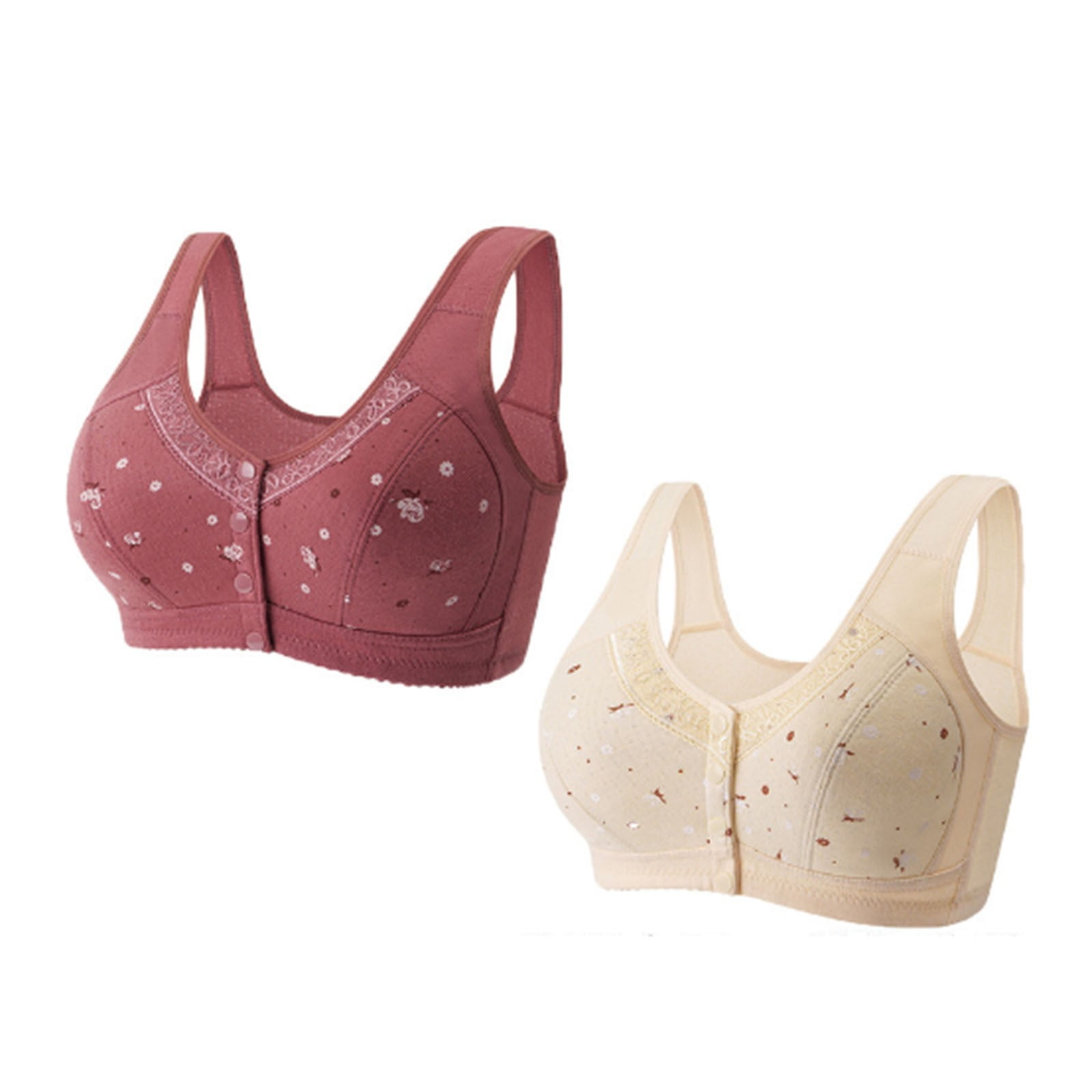 LIUDANIP Underwire Bras for Women 2 Pack Front-Snap Closure Plus Size ...