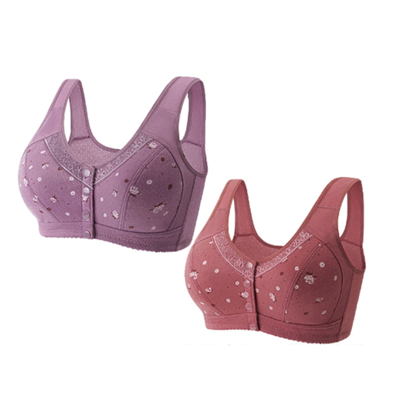 LIUDANIP Underwire Bras for Women 2 Pack Front-Snap Closure Plus Size ...