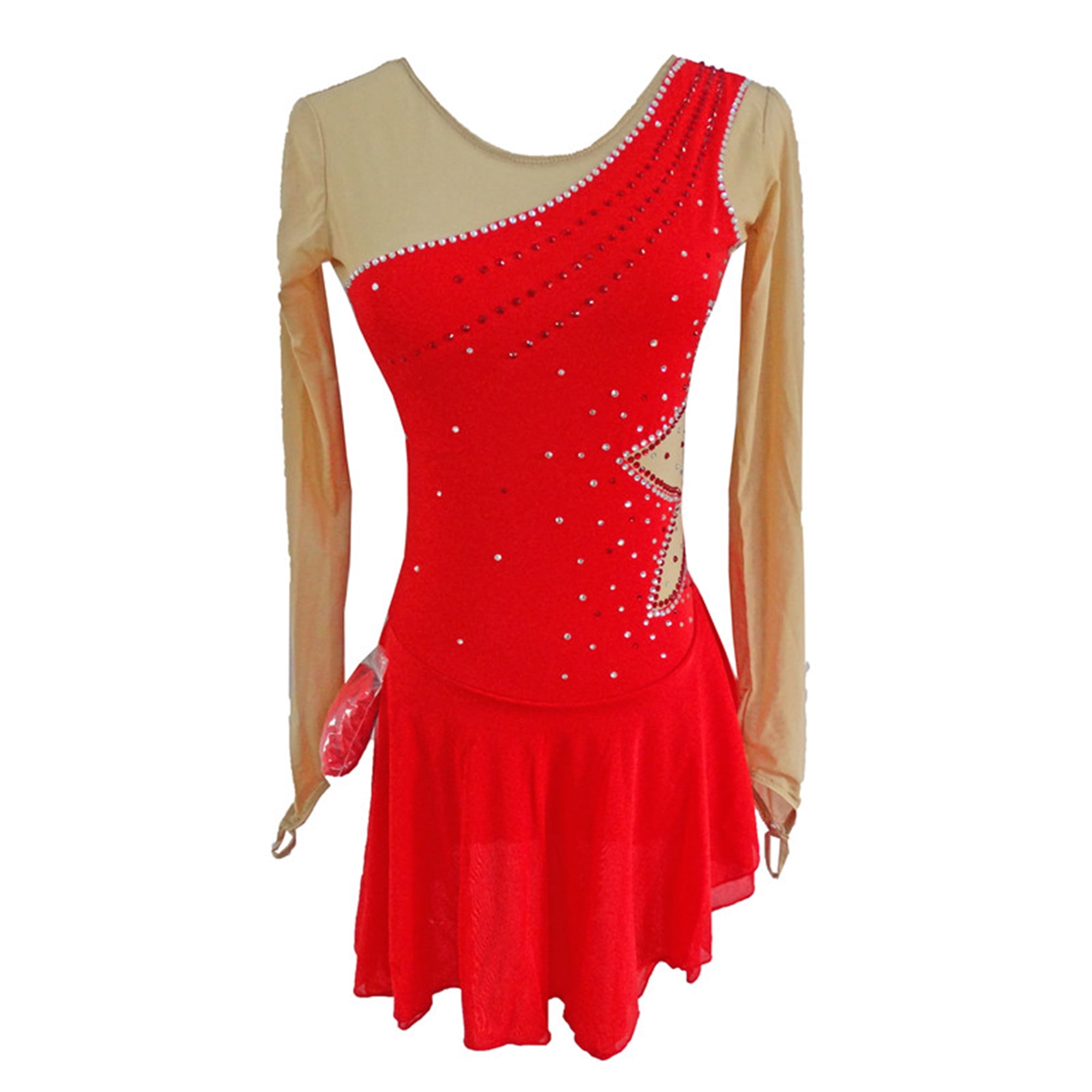 LIUHUO Custom Figure Skating Dress Girls Ladies Spandex Red with Shiny ...