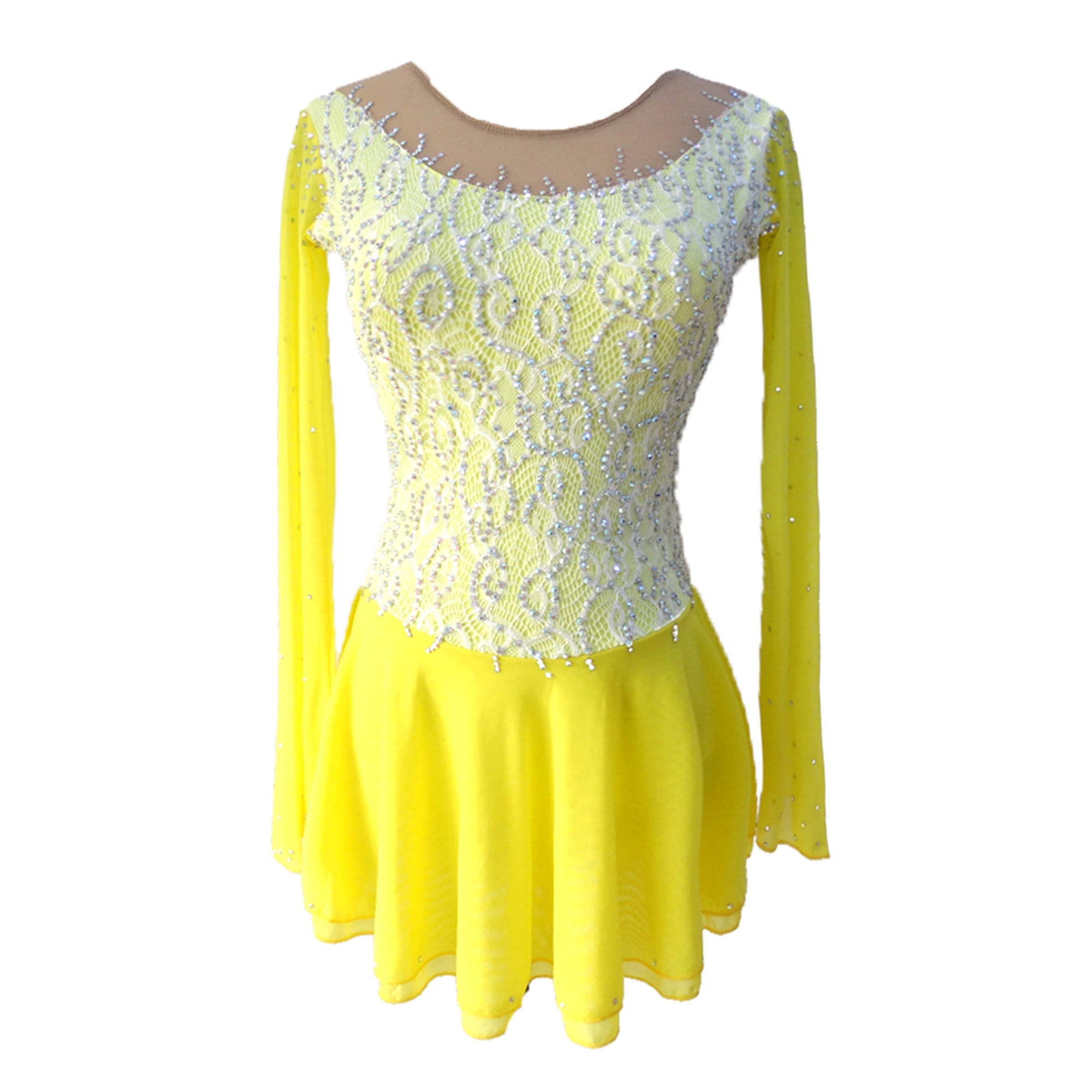 LIUHUO Custom Figure Skating Dress Girls Ladies Spandex Yellow with ...