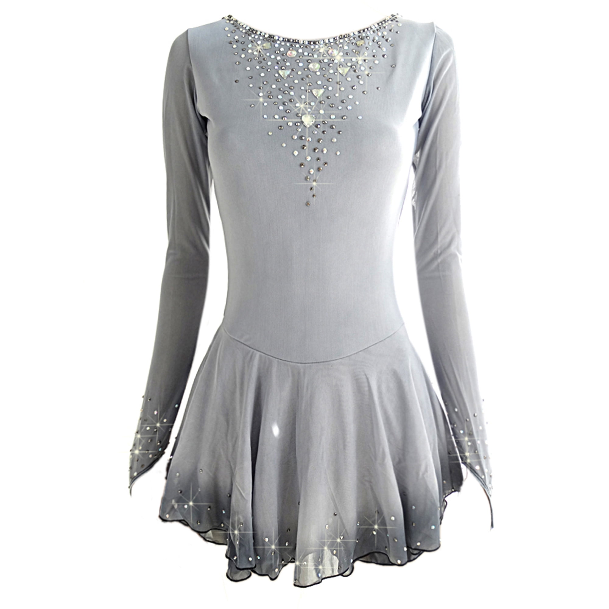 LIUHUO Custom Figure Skating Dress Girls Women Stretchy Gray Spandex ...