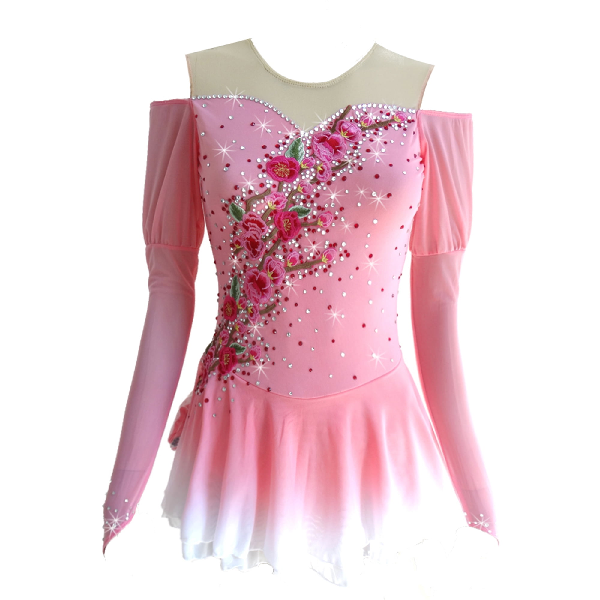 LIUHUO Custom Pink Spandex Figure Skating Dress Girls Ladies Off ...