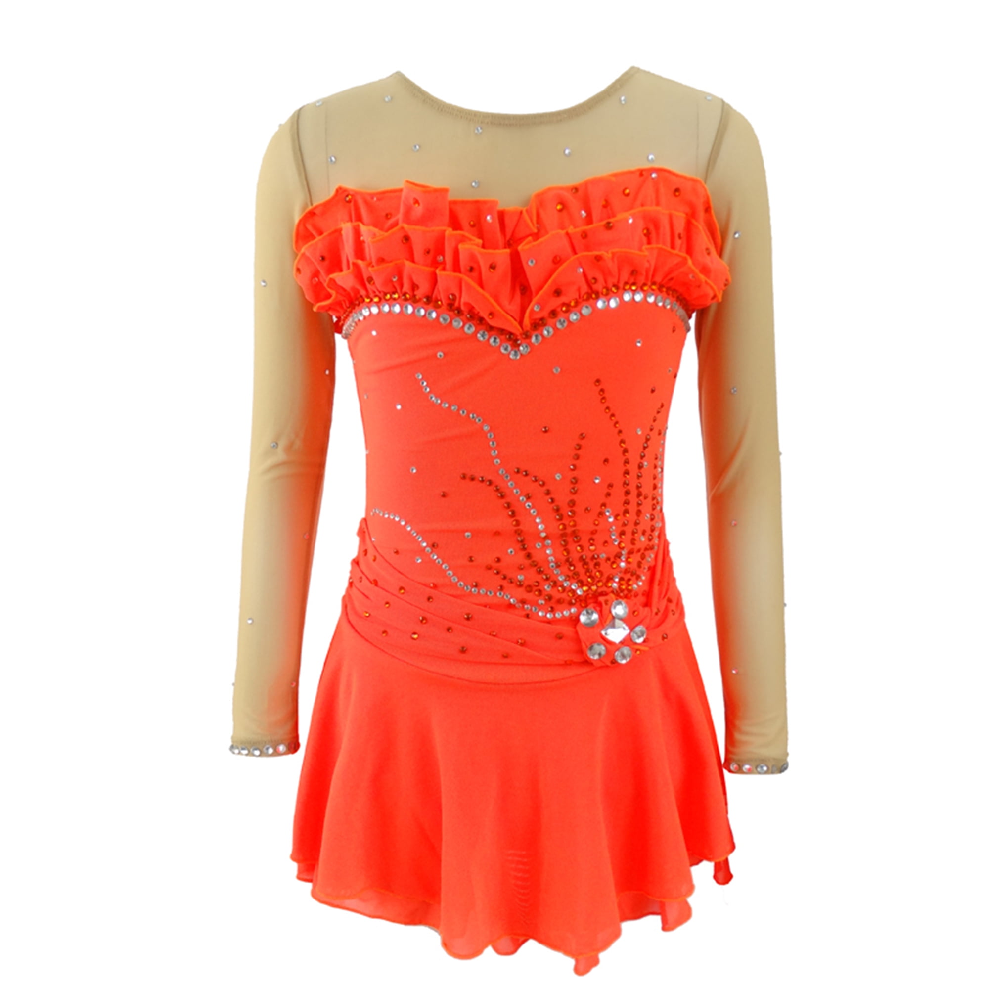 LIUHUO Customized Red Spandex Figure Skating Dress Girls Women Flower ...