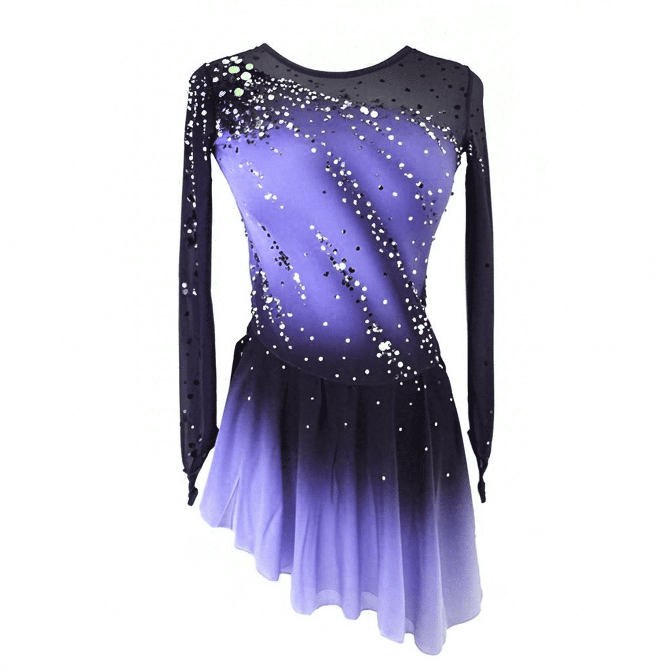 LIUHUO Girl's Long Sleeved Purple Gradient Figure Skating Dress Elegant ...