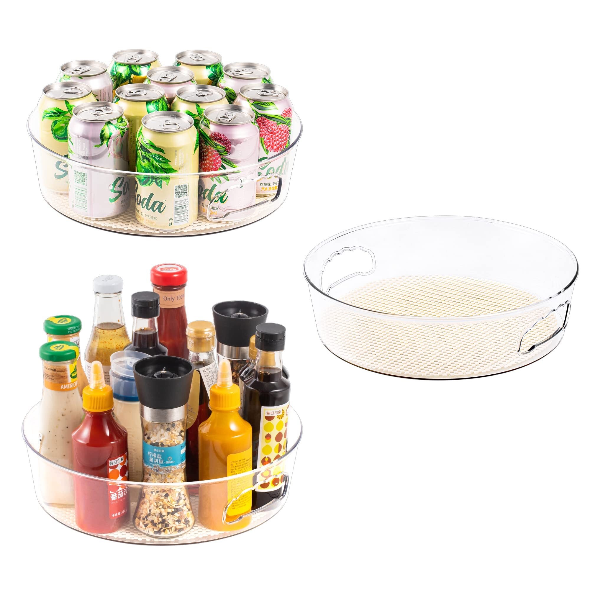 LIUJ 12" inch Clear Spinning Storage Lazy Susan Turntable for Pantry ...