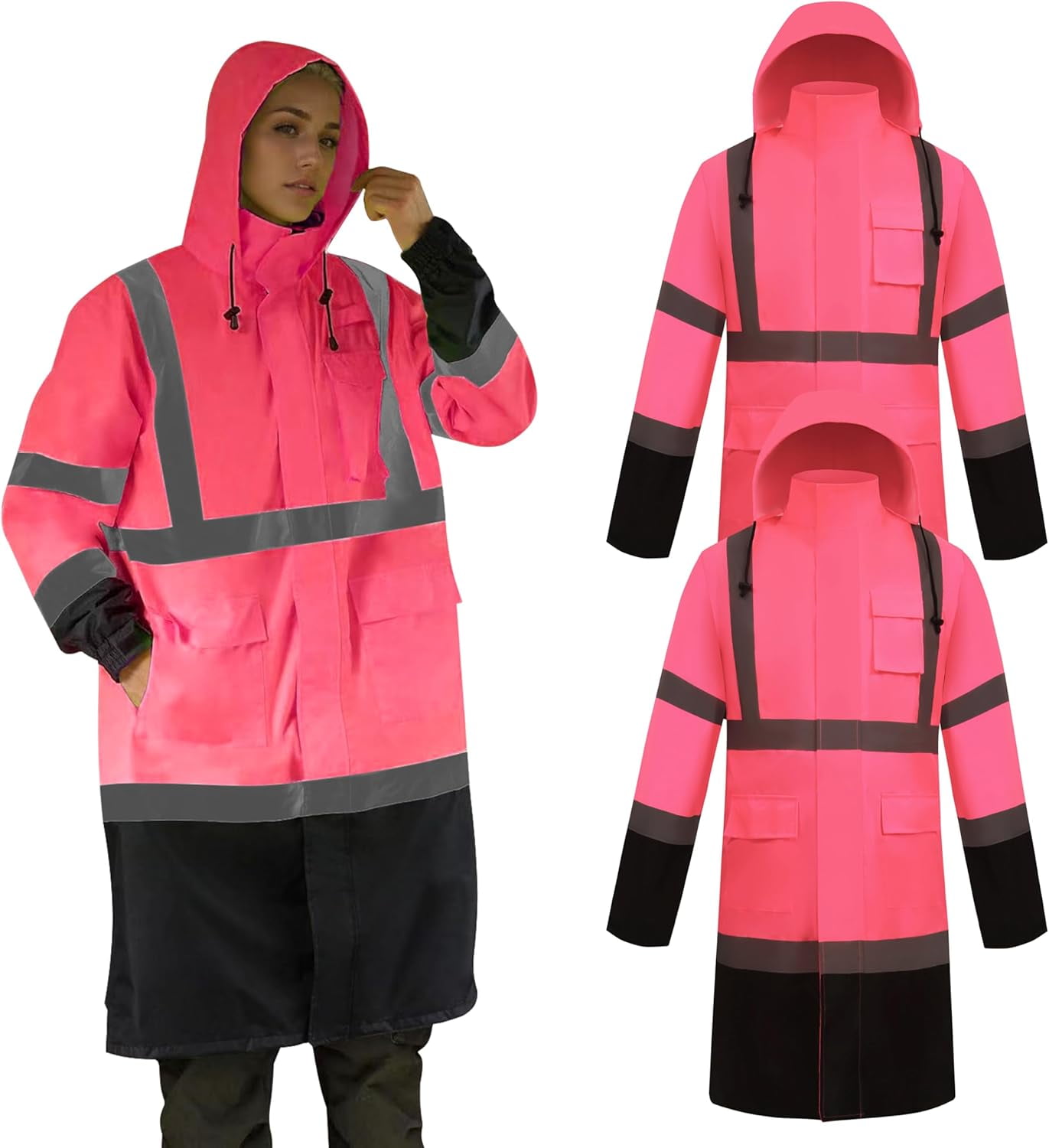LIUJI Raincoat Safety Work Rain Gear for Men Waterproof with Hood, High ...