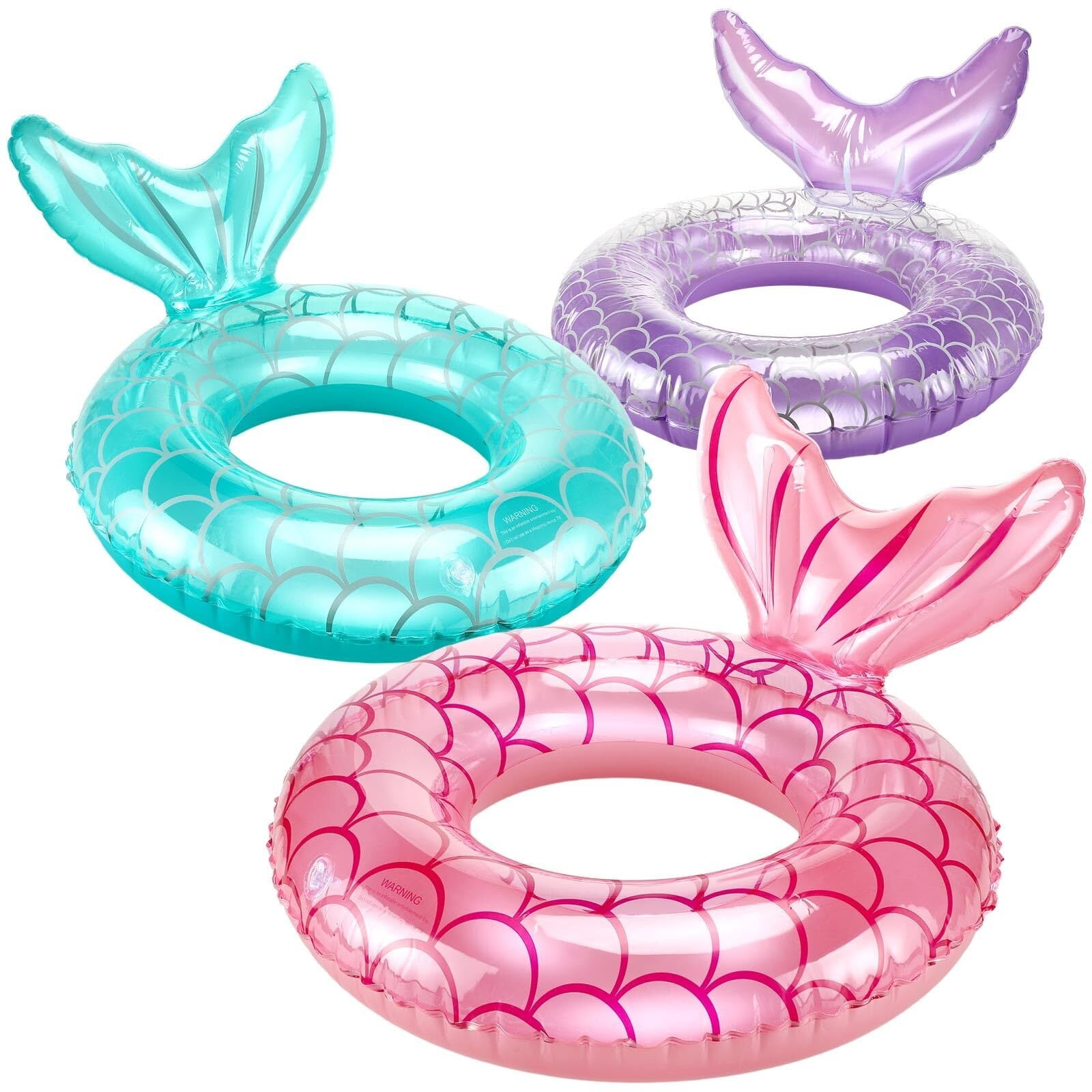 LIUJUAN 3 Pcs Inflatable Swimming Ring Mermaid Pool Float Tube Cute ...
