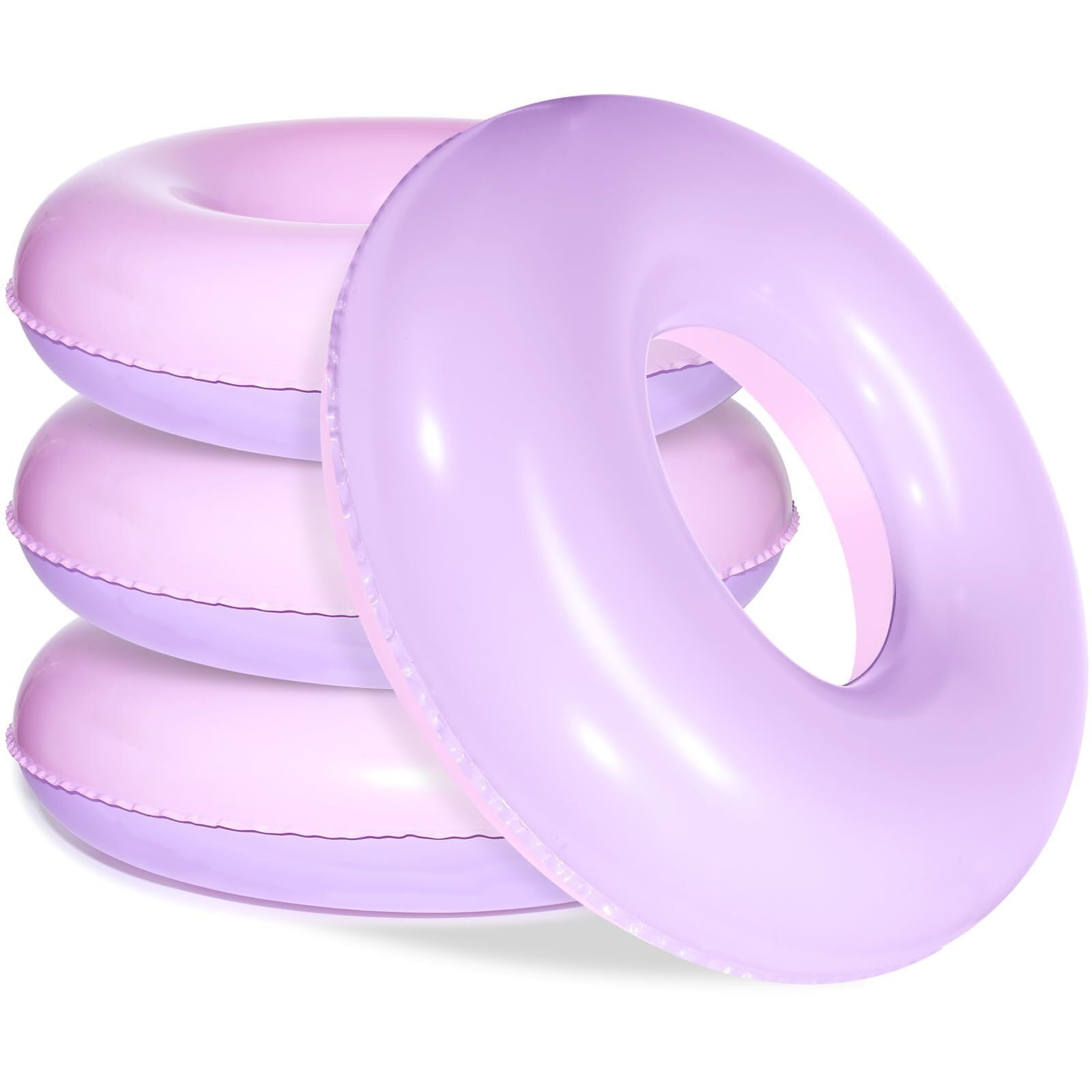LIUJUAN 4 Pcs Inflatable Pastel Pool Floats 30'' Macaron Swim Inner Tube for Kids Adults ...