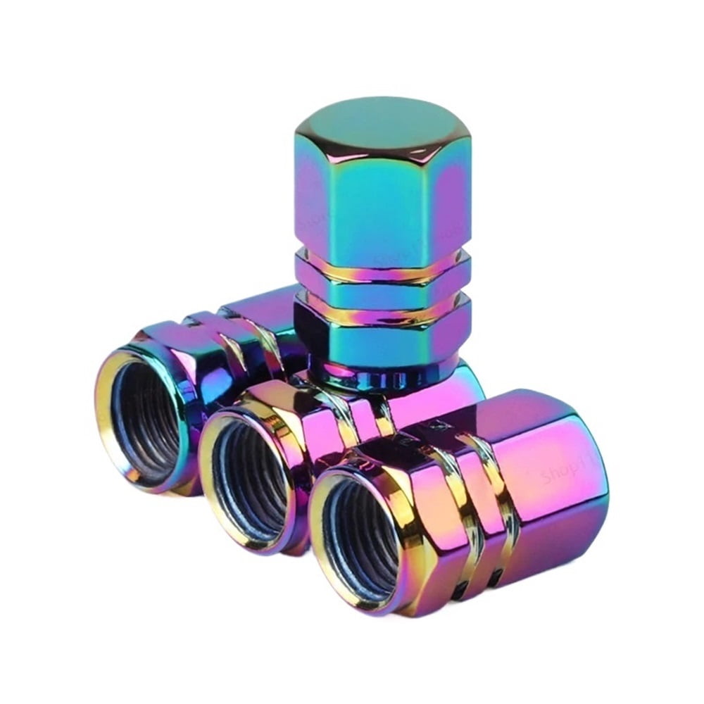 LIUJUAN 4pcs Aluminum Car Wheel Valves Stem Caps with Rubber Seal ...