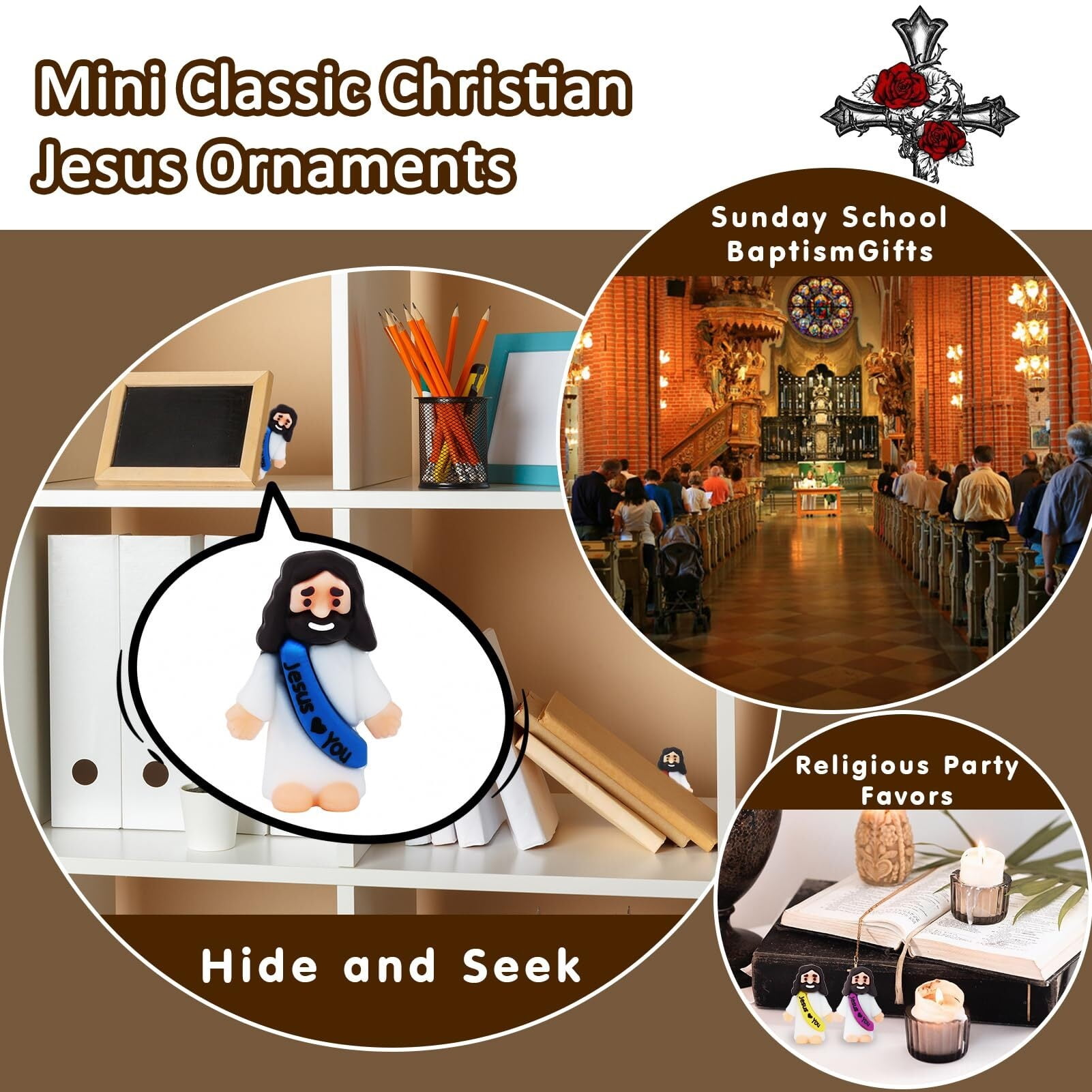 LIUJUAN 50Pcs Little Jesus Figures Bulk Mini Jesus Love You Figurines ...
