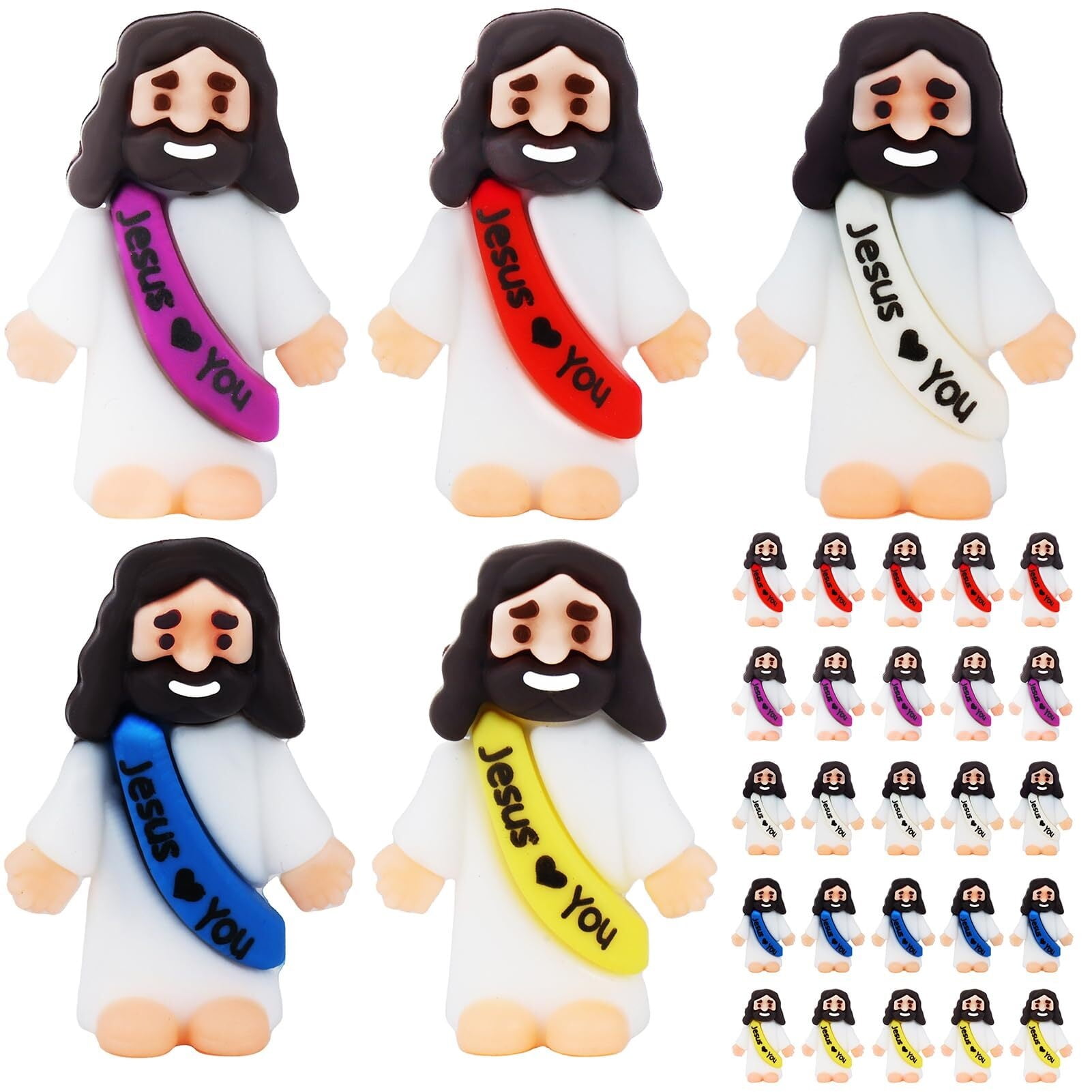 LIUJUAN 50Pcs Little Jesus Figures Bulk Mini Jesus Love You Figurines ...