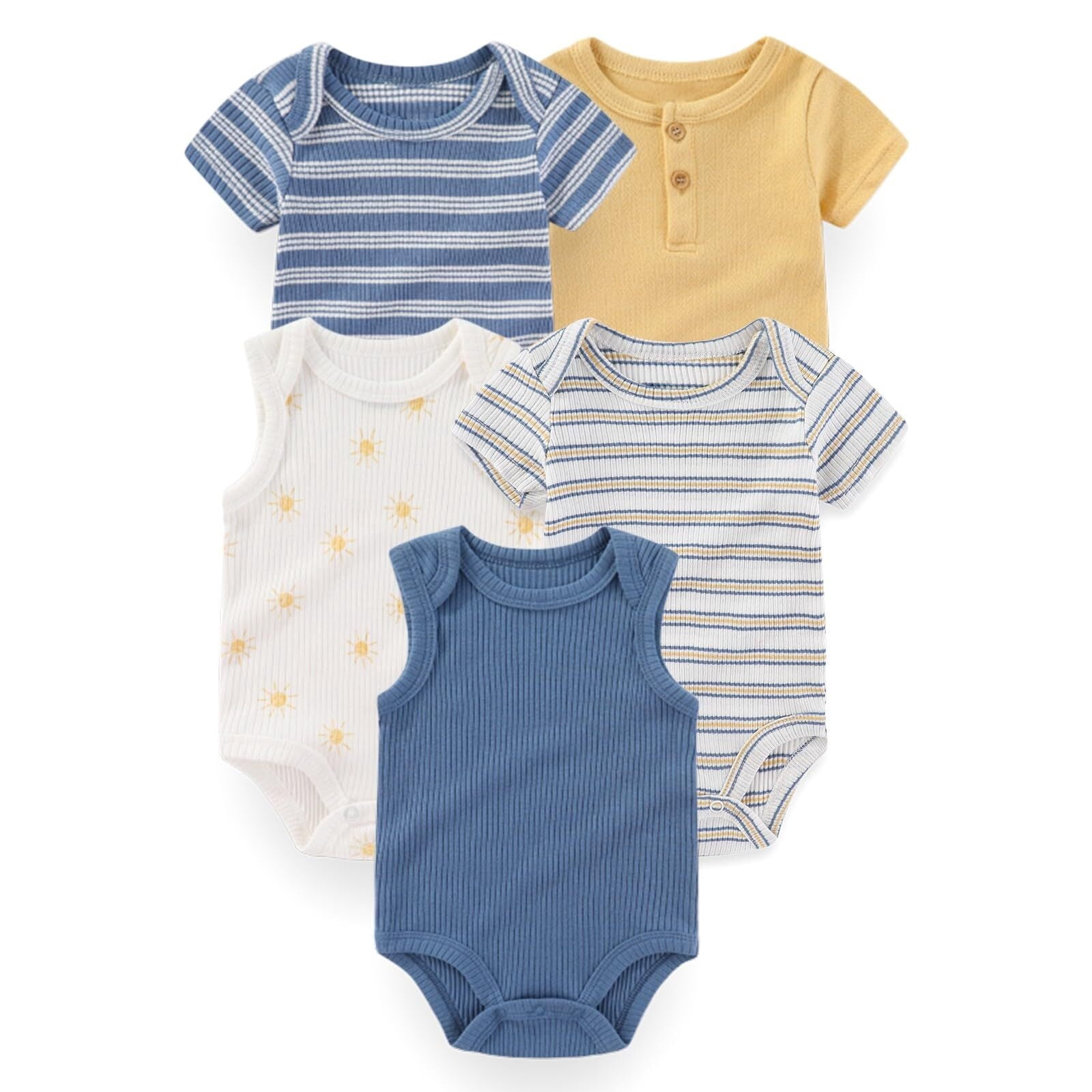 LIUJUAN Four Seasons Baby Boy Girl Bodysuits 5-Pack Cotton Comfort ...