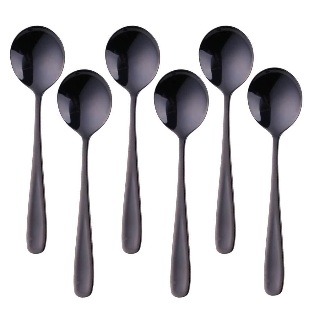 LIUJUAN Soup Spoons, Baikai Bouillon Spoon,18/10 Stainless Steel ...