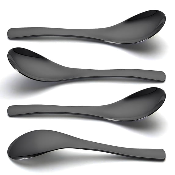 LIUJUAN Stainless Steel Soup Spoons - Asian Soup Spoon for Ramen, Rice ...