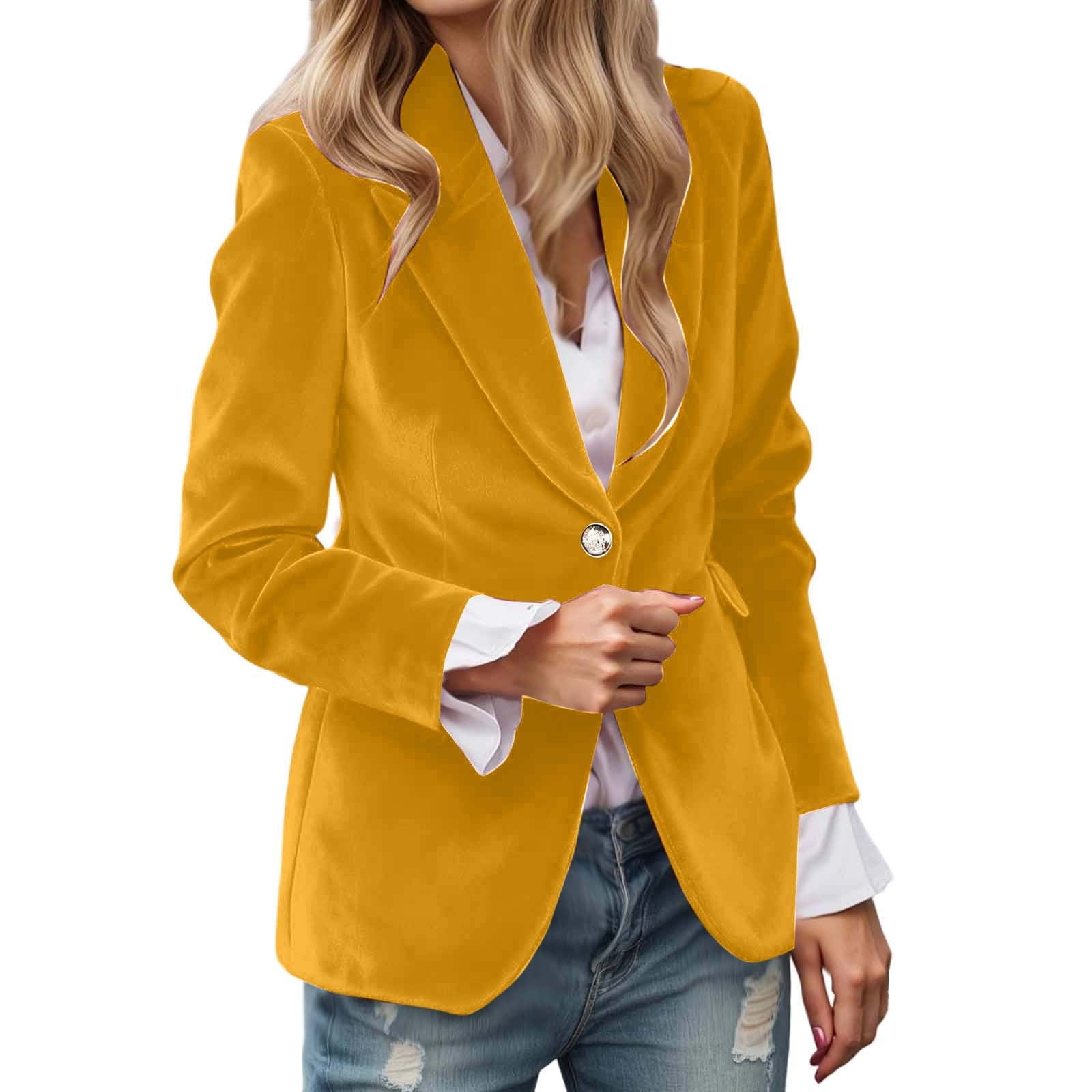 LIUJUNSHOP Velvet Blazer Women Casual Business Button Up Jacket Fall ...