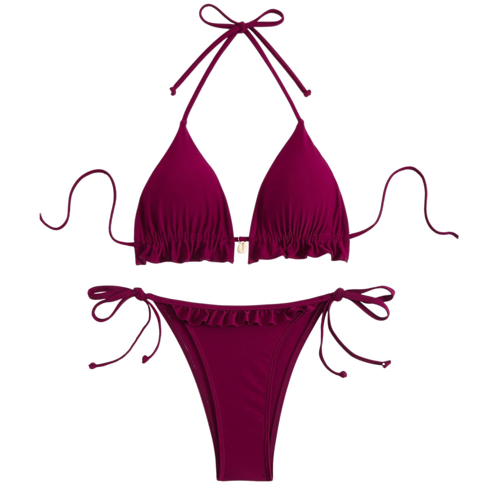 LIUJUNSHOP Women's Two Piece Bikini Swimsuit Ribbed Triangle Top ...