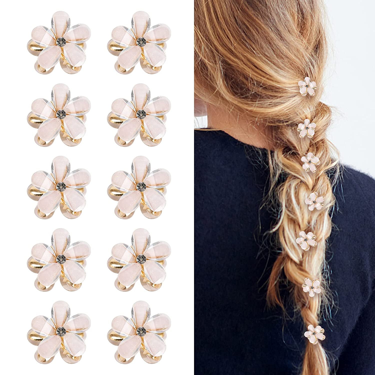 LIURUIJIA 10-Pack Mini Diamond Hair Clips for Women & Girls - Small ...