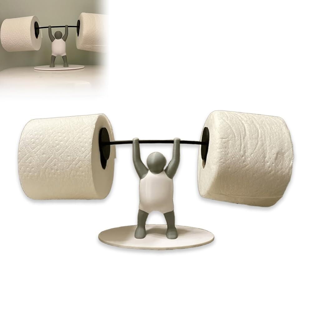 LIUYON Unique 3D Printed Toilet Paper Holder - Weightlifter Holding a ...