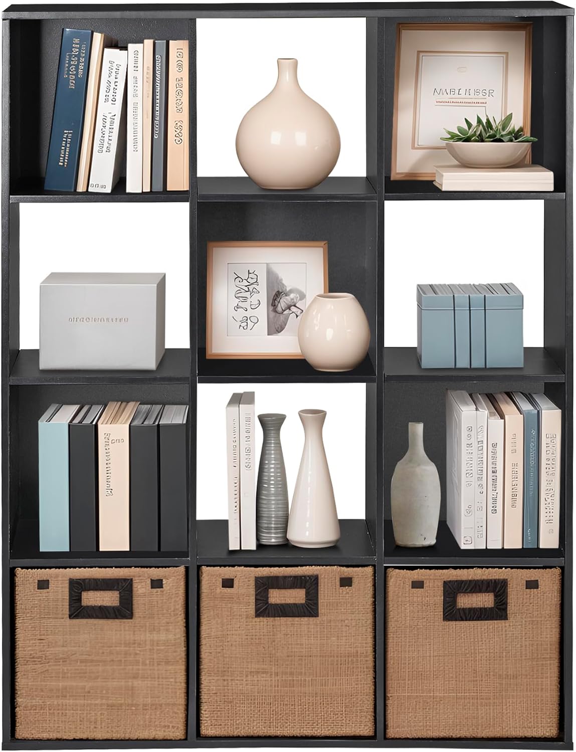 LIUYUDIY 12 Cubes Storage Bookshelf, Freestanding Cubeicals Organizer ...