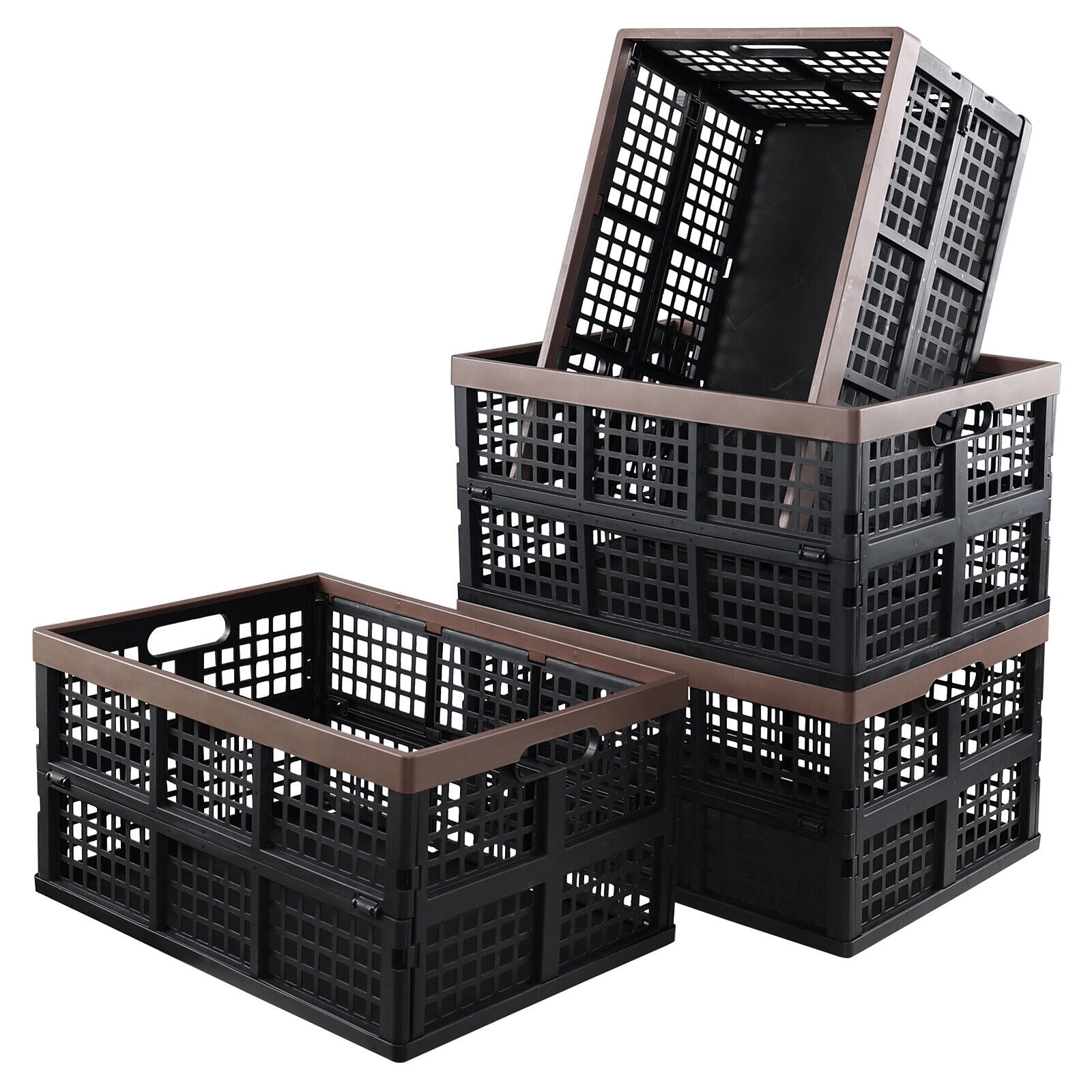 LIUYUDIY 42 L Stacking Collapsible Storage Crates, Large Plastic ...