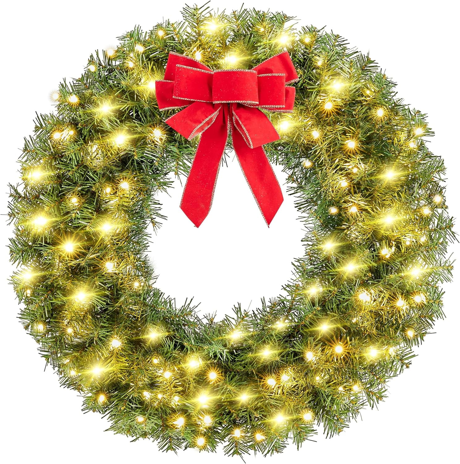 Large Outdoor Prelit Wreath Best Choice 48-Inch Pre-Lit Christmas ...