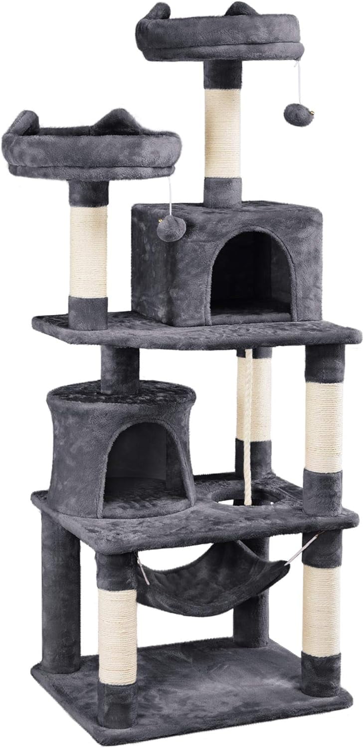 LIUYUDIY Cat Tower, Multi Level Cat Tree Kitten Condo with 2 Condos & 2 ...