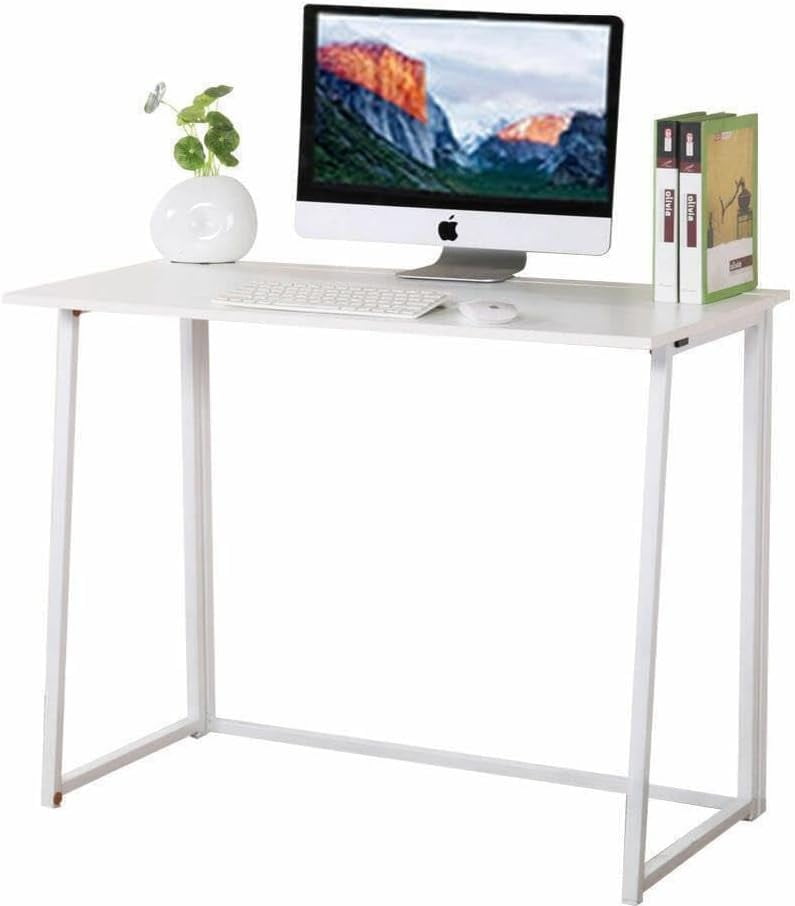 LIUYUDIY Compact Folding Desk for Home Office – White Laptop Study and ...