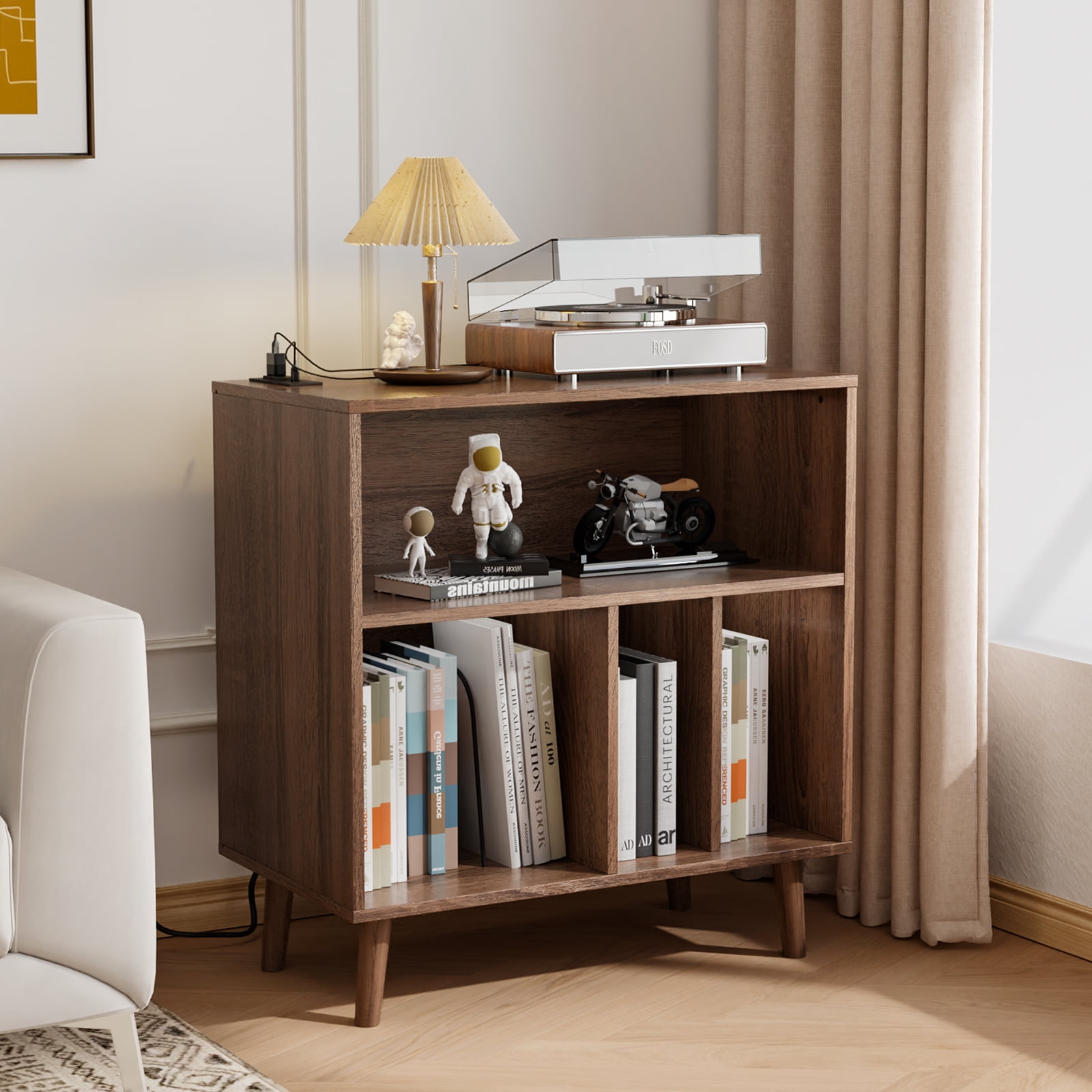 LIUYUDIY Large Record Player Stand, Vinyl Record Stand with Storage ...