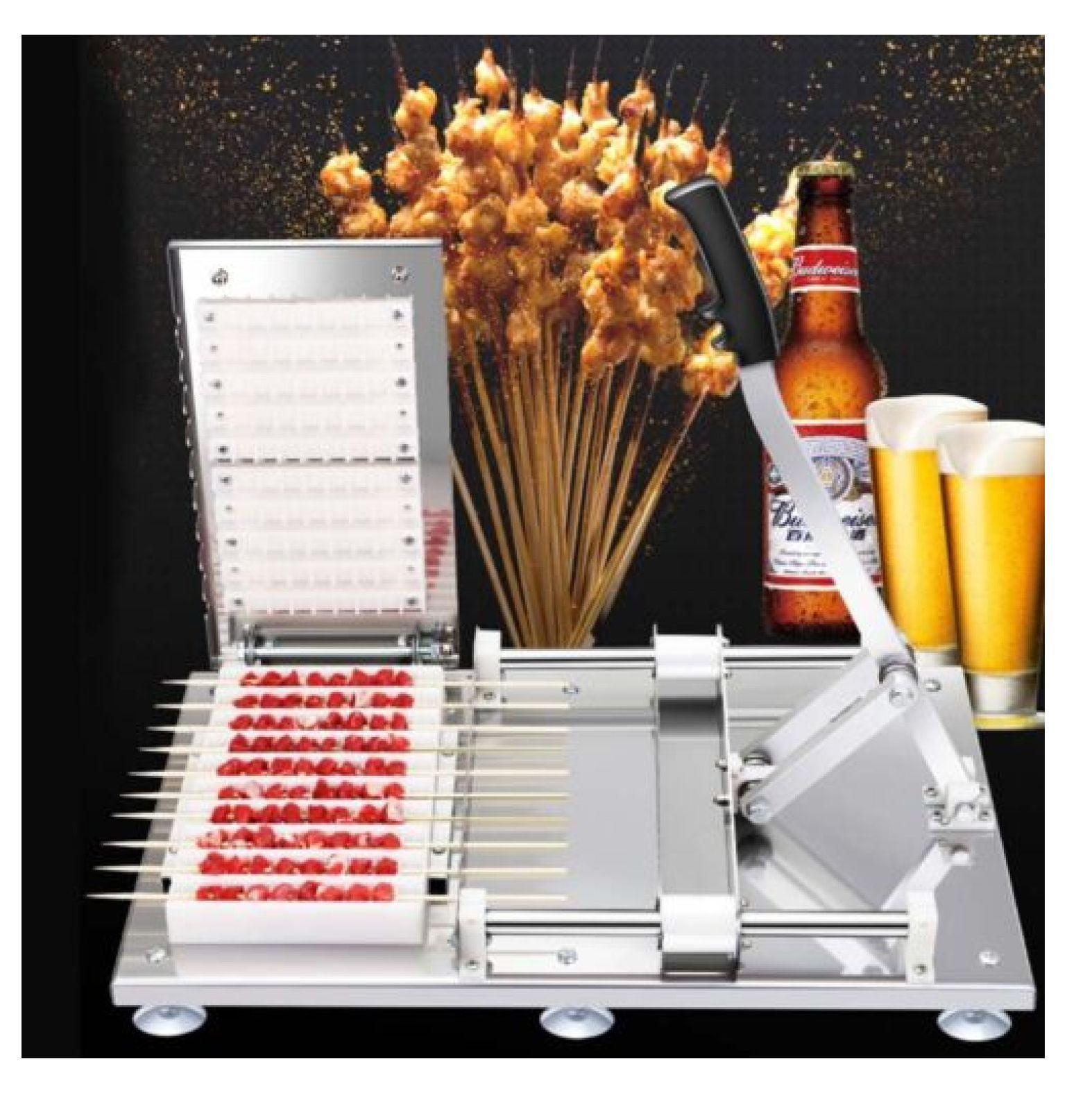 LIUYUDIY Stainless Steel Manual Mutton Kebab Machine BBQ Meat String ...