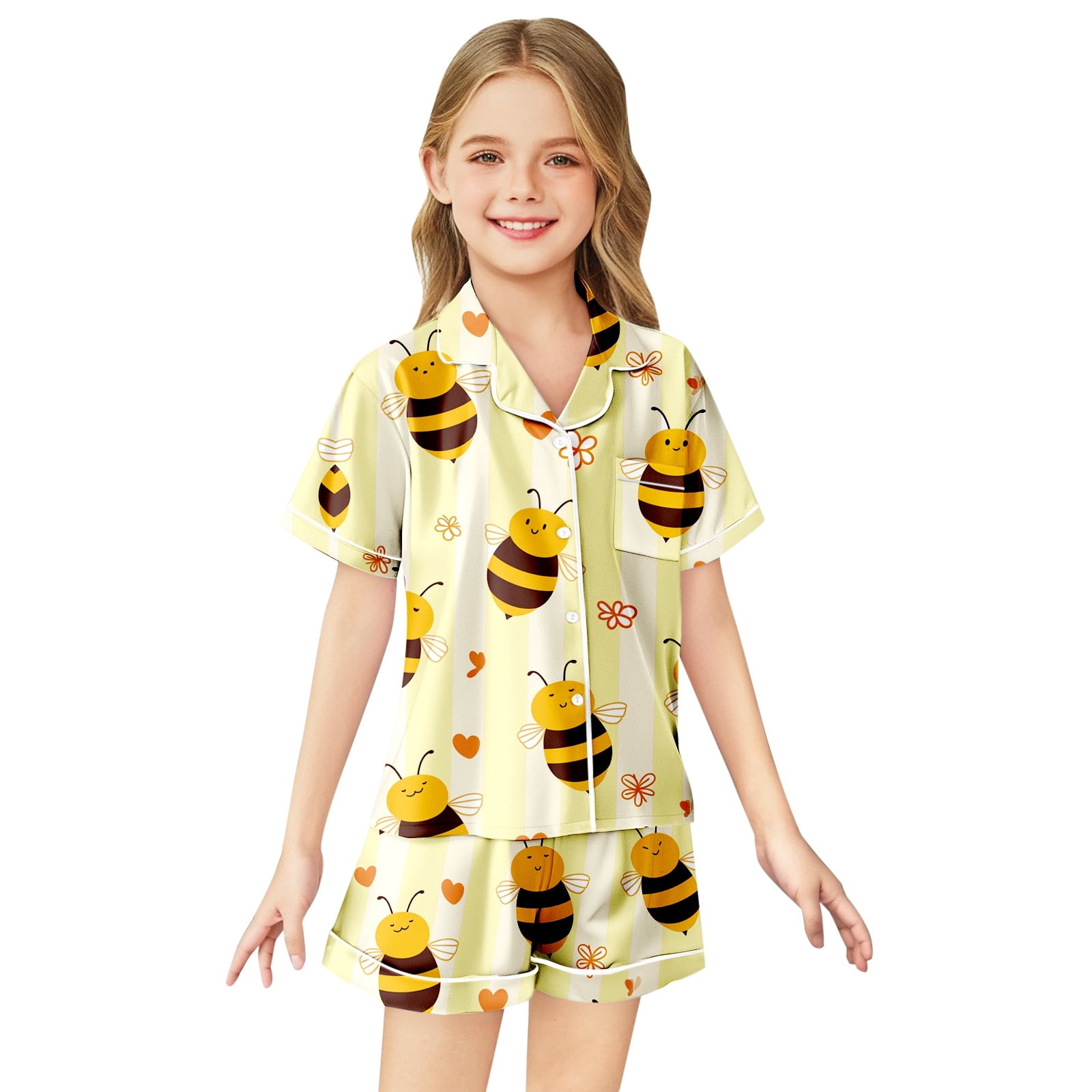 LIUYUNNN Kids Boy Pajamas Set Bee Button Down Tops Set Casual Pajamas ...