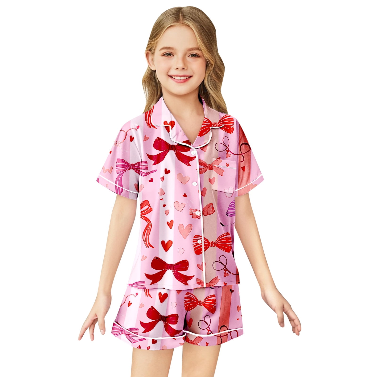 LIUYUNNN Kids Boy Satin Pajamas Set Bow Tie Button Down Tops Set ...