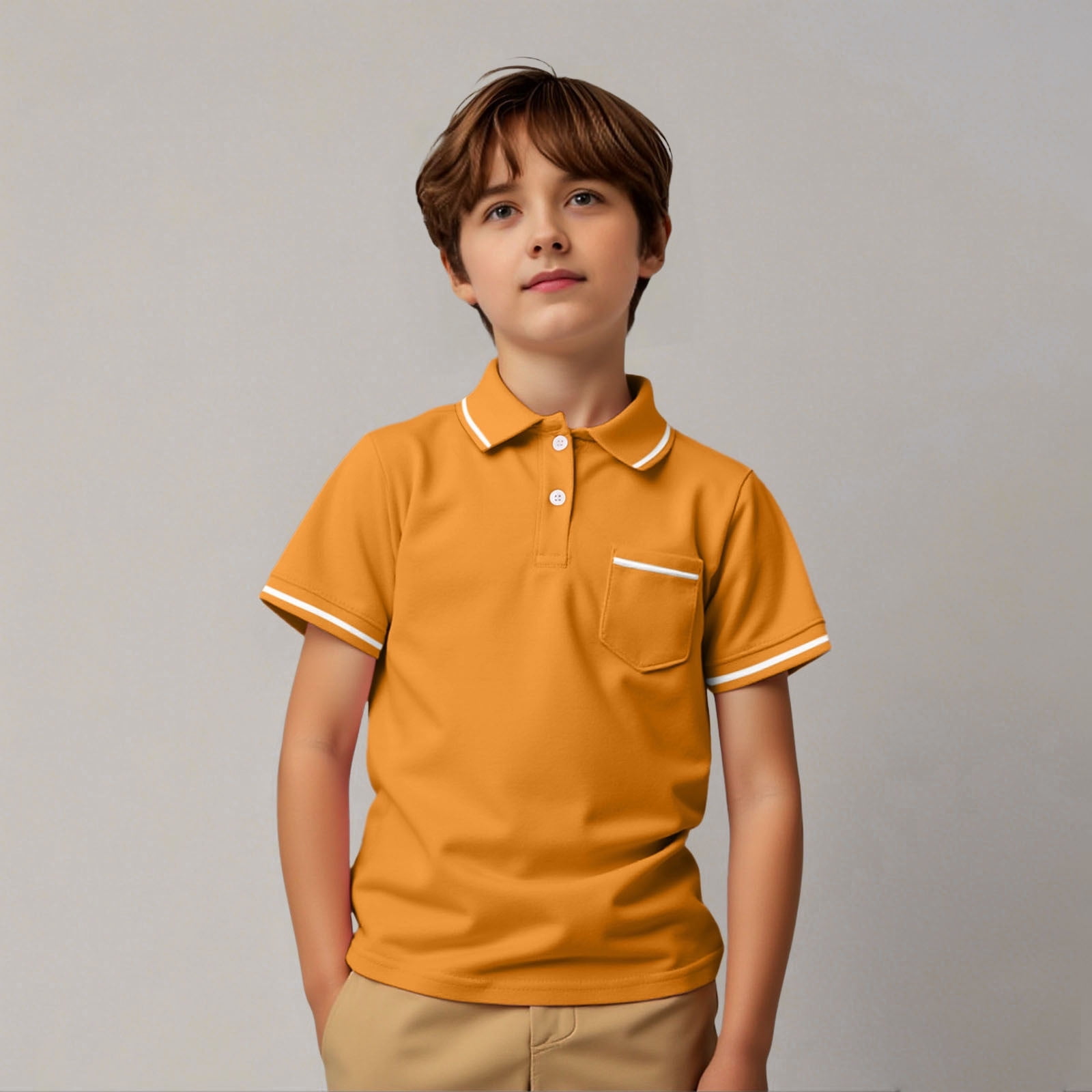 LIUYUNNN Kids Boys Polo Shirts Short Sleeve Boy Orange Button down ...