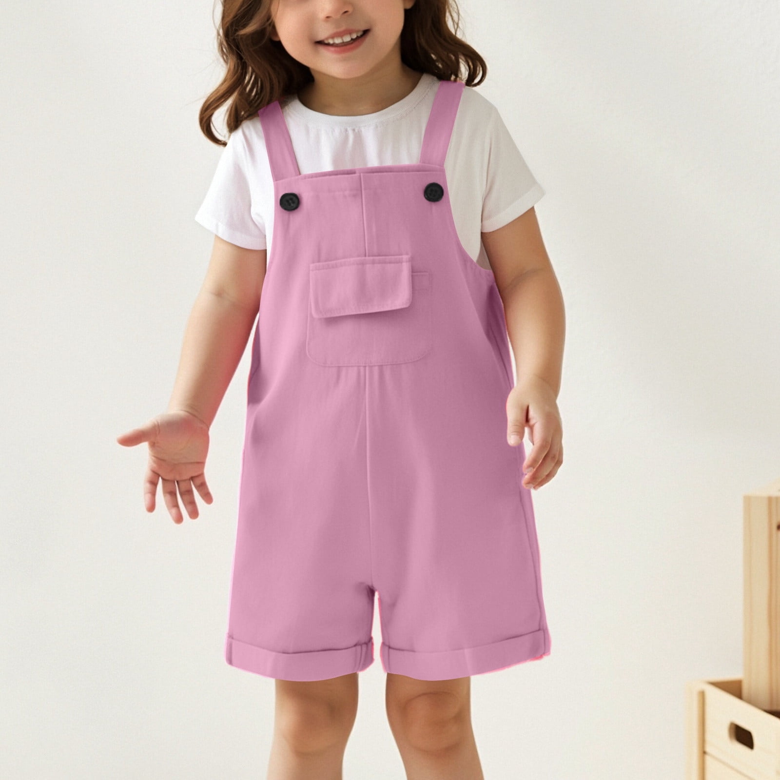 LIUYUNNN Kids Girls' Jumpsuits Rompers Toddler Girl Summer Outfits Overalls with Side Pockets ...