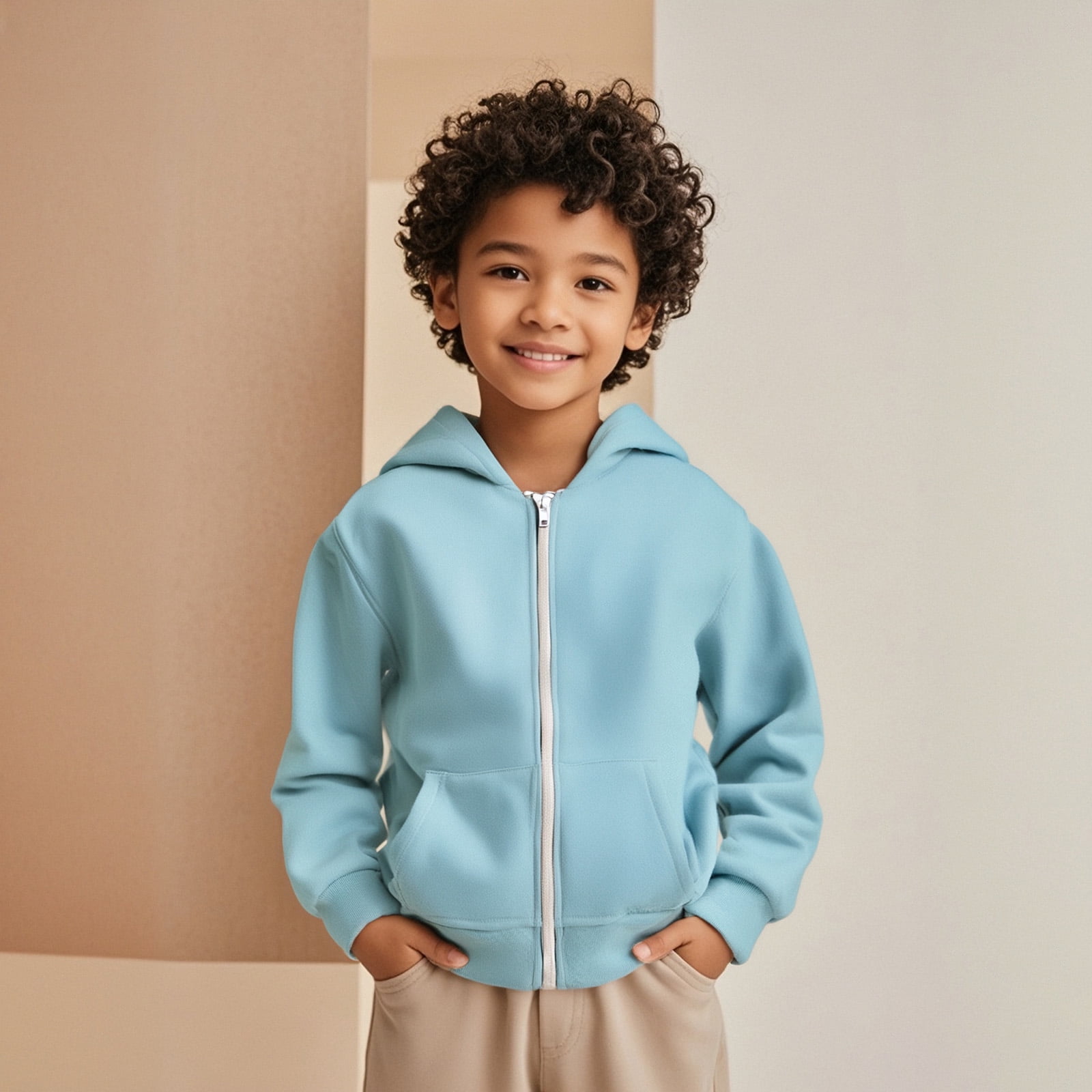 LIUYUNNN Kids Hoddies Kids Zipper Sky Blue Hoodies Casual Long Sleeve ...