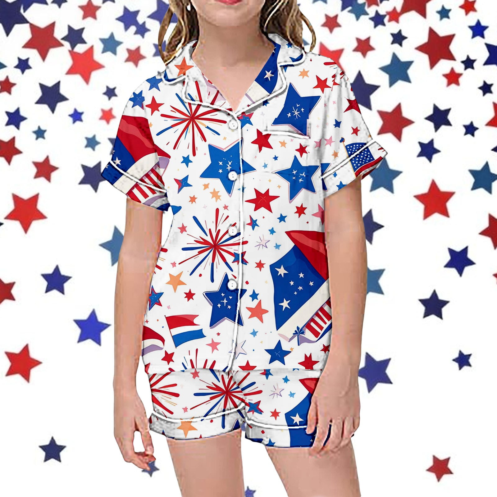 LIUYUNNN Kids Satin Pajamas for Boy Cartoon Flag Girls Button Down ...