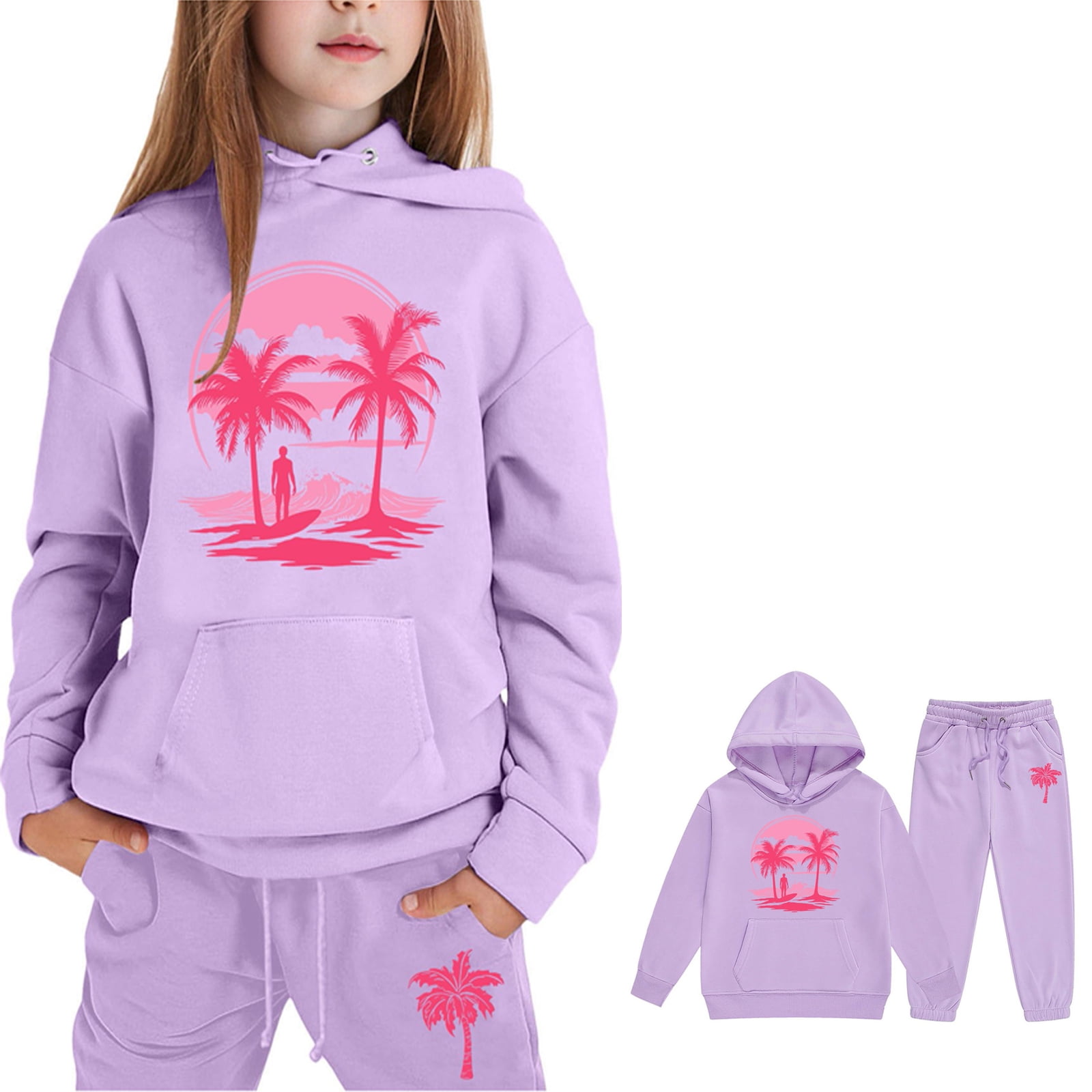 LIUYUNNN Toddler Tracksuit Sets 2PC Long Sleeve Pullover Purple Heart ...