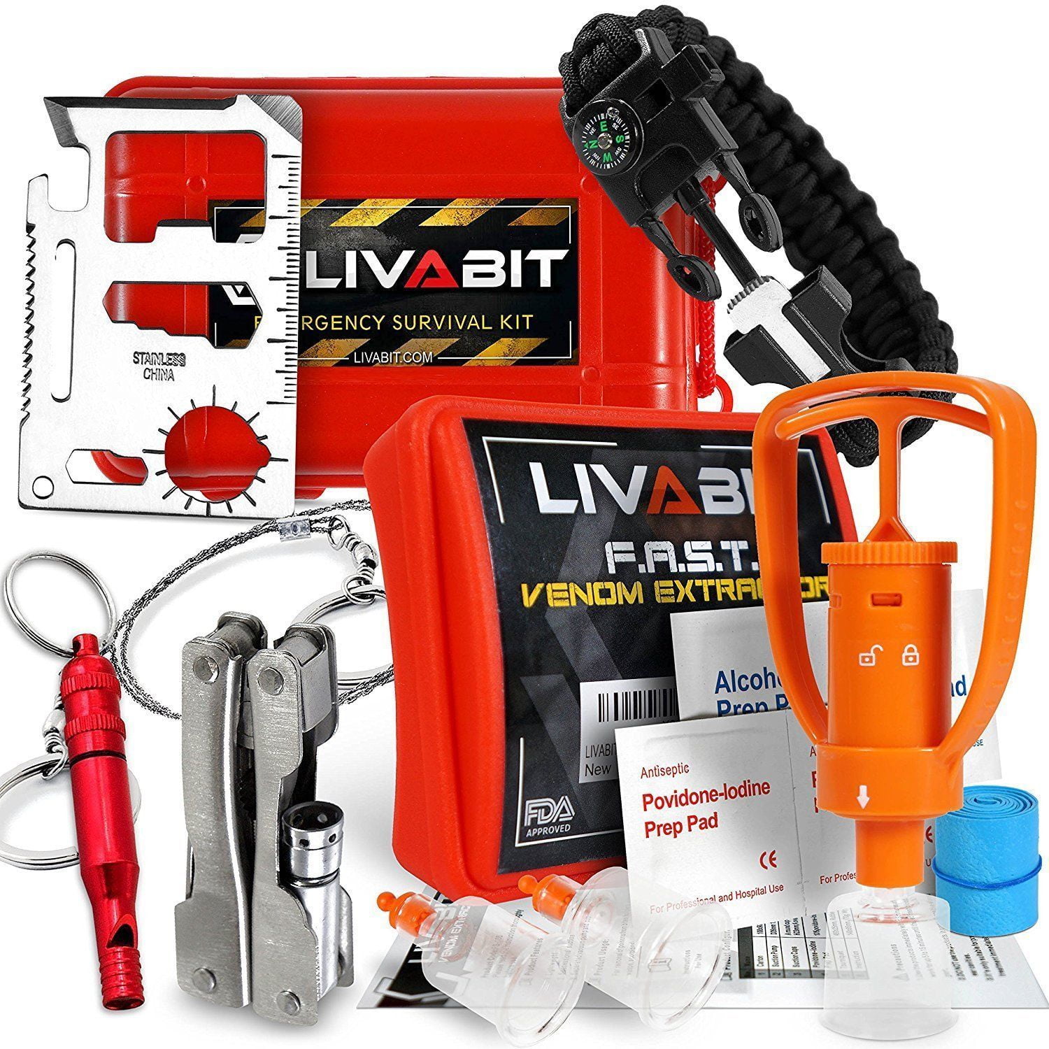 LIVABIT Dual Pack First Response Safety Tool Emergency Kit Venom Sting ...
