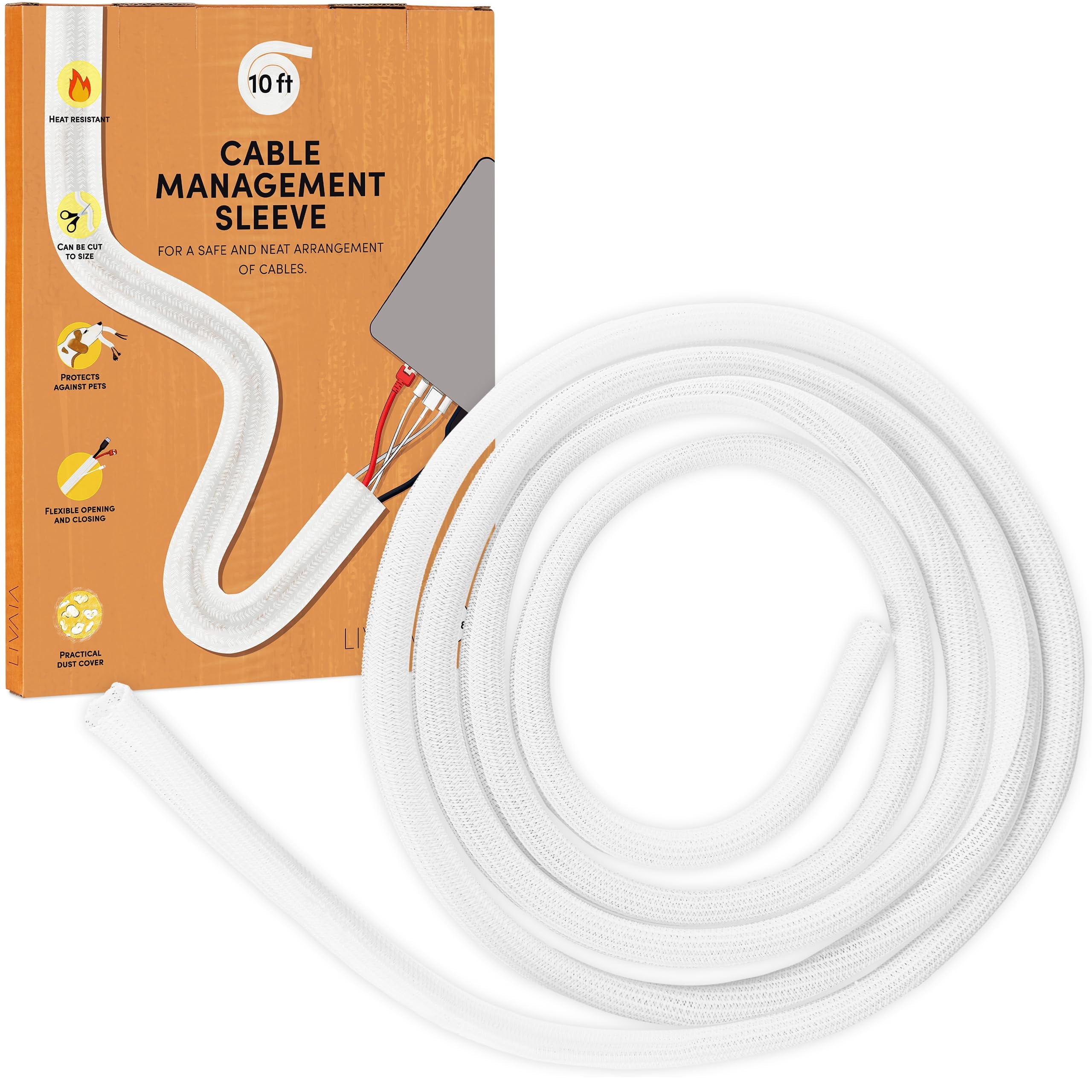 LIVAIA Cable Sleeve Self-Closing Cable Tidy Sleeve, White - Walmart.com
