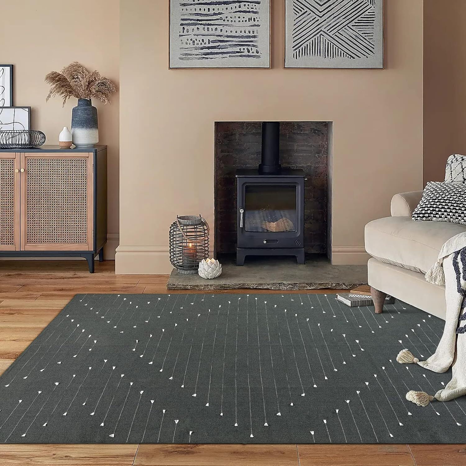 Lahome Boho Bathroom Rug 5'x 7' Washable Rug Small Moroccan Throw Rug ...