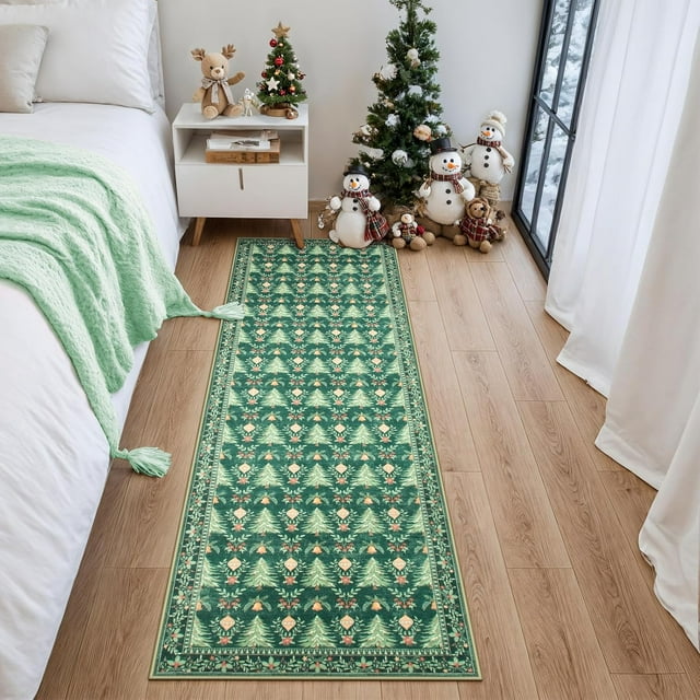 Lahome Christmas Rug,2'x6'Christmas Runner Rug,Holiday Machine Washable ...